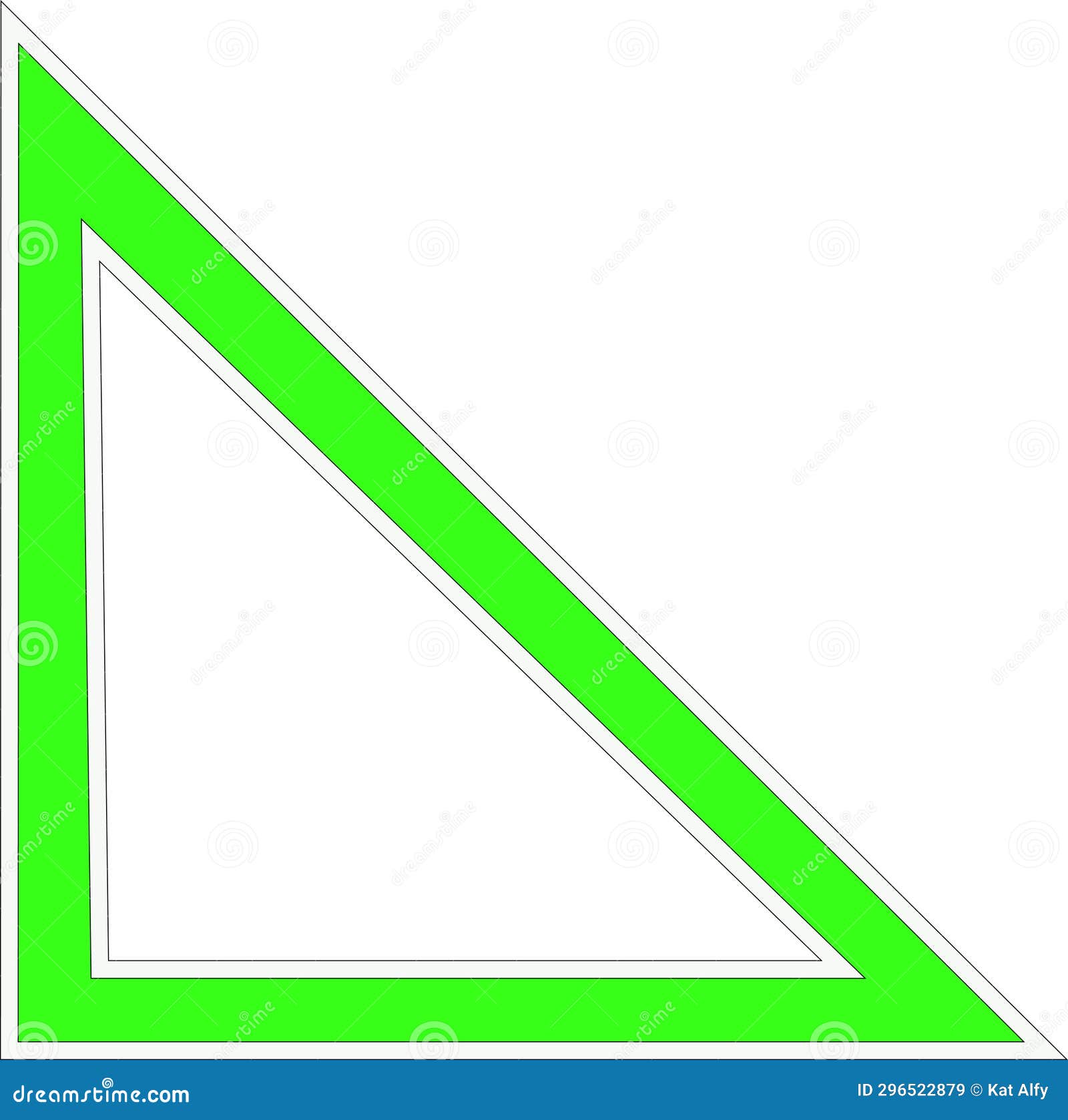 One Green Ruler Isolated On White Background. Vector Flat Illustration ...