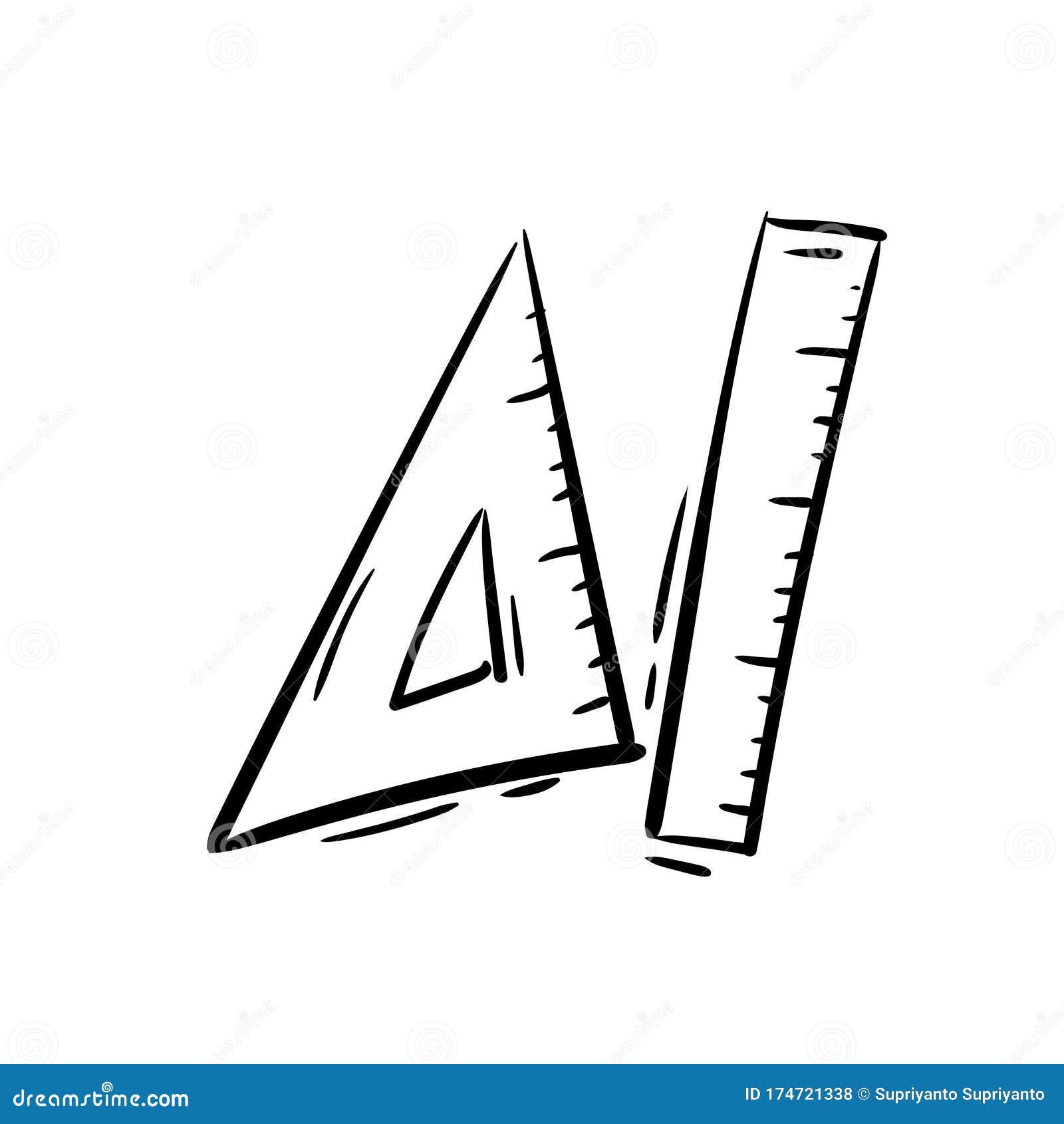 Ruller Sketch Doodle Illustration School and Office Stock Illustration ...