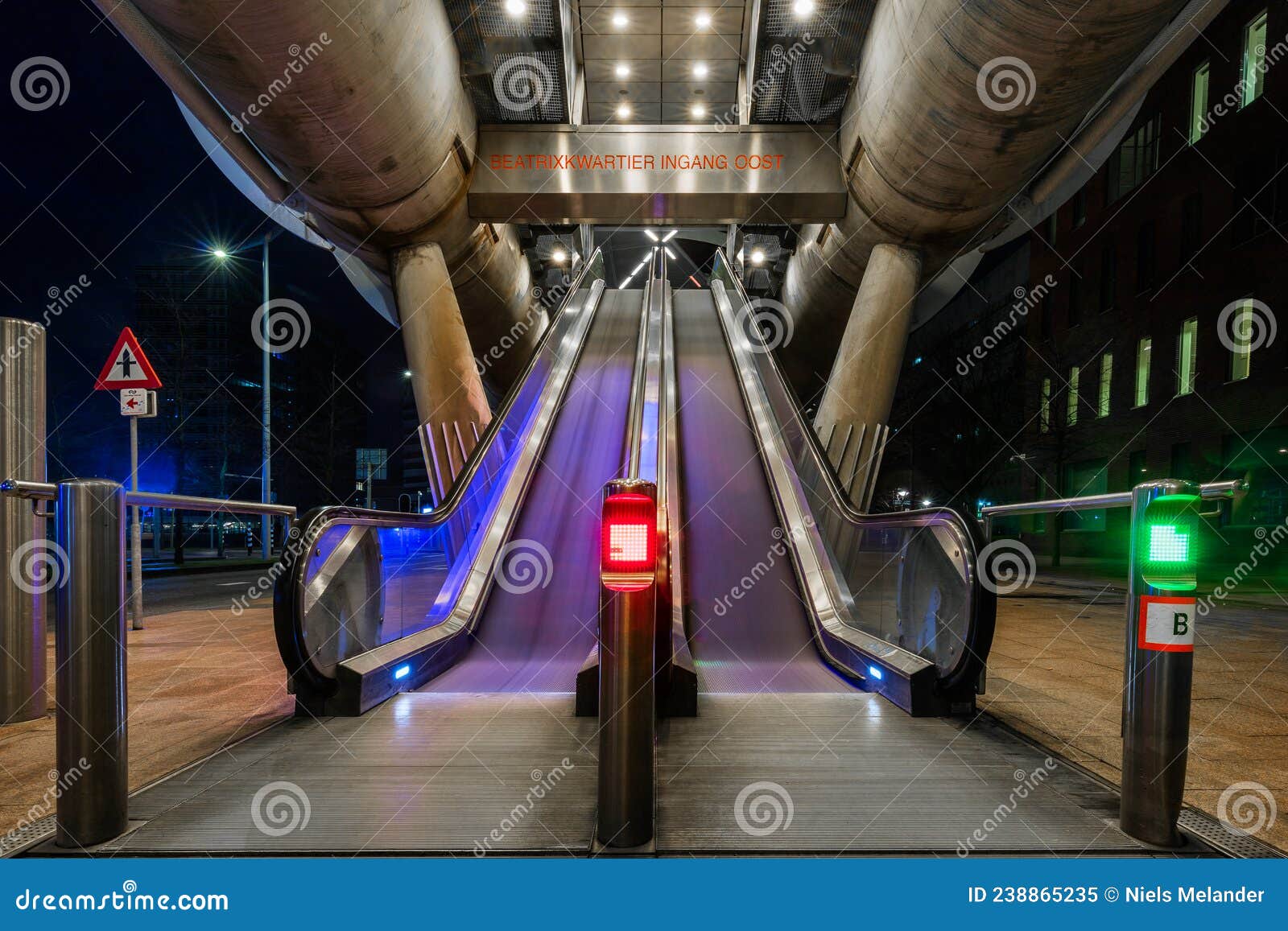 An Escalator To a Tramstation Stock Image - Image of light, cities ...