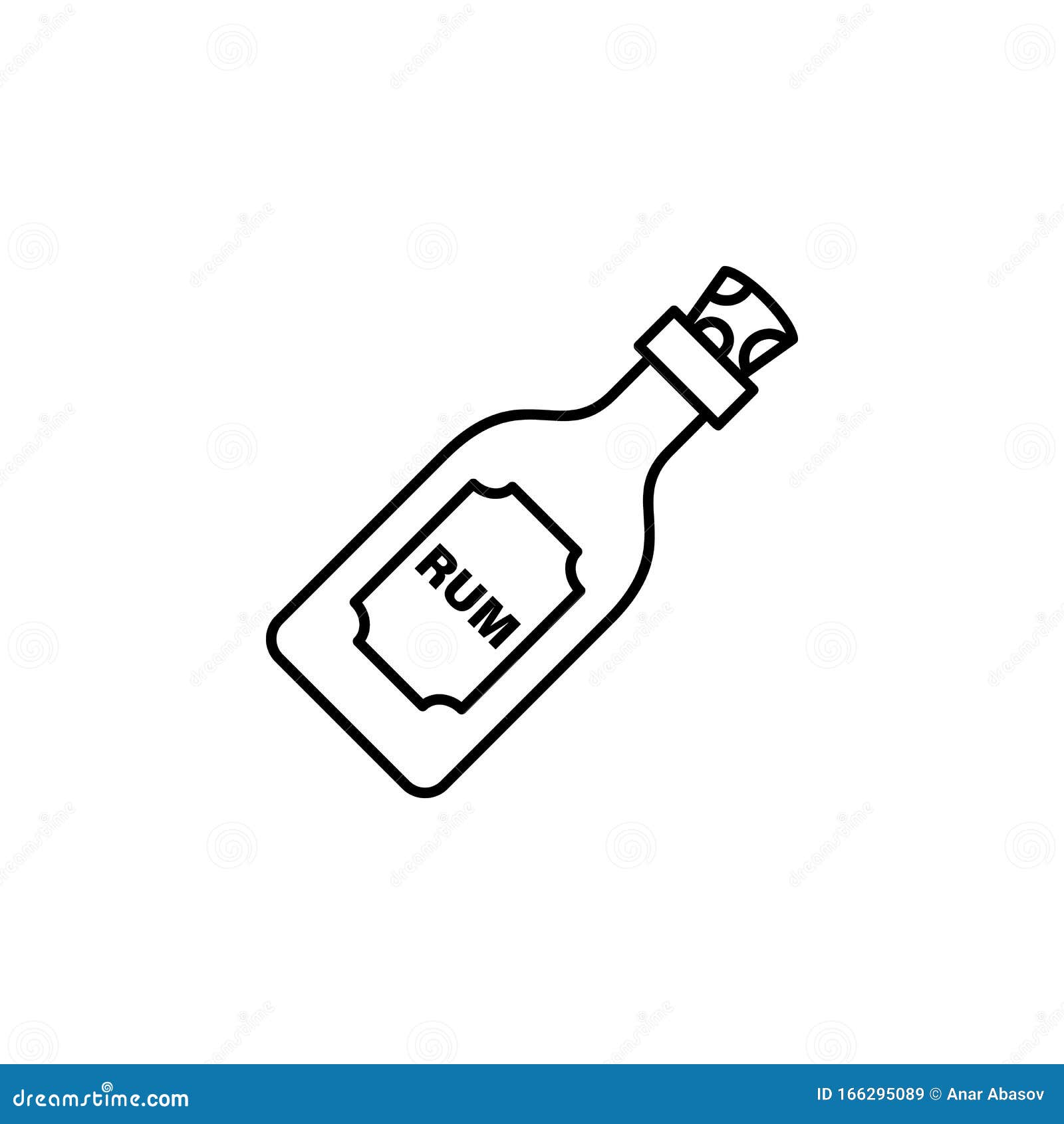 Rum, Bottle, Pirate Icon. Element of Pirate Thin Line Icon Stock ...