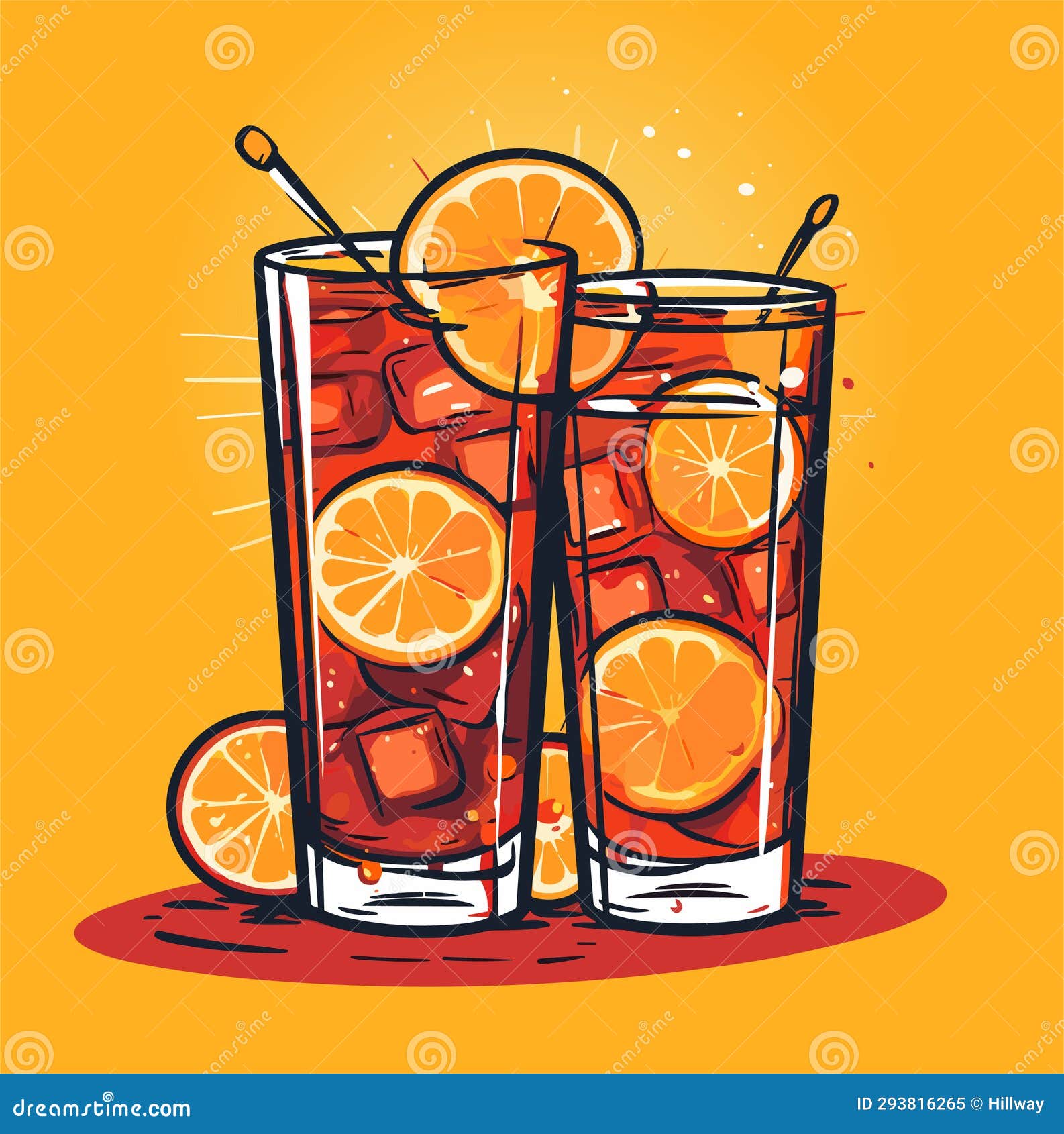 Rum Cocktail in Two Glasses, Simple Vector Icon Stock Vector ...