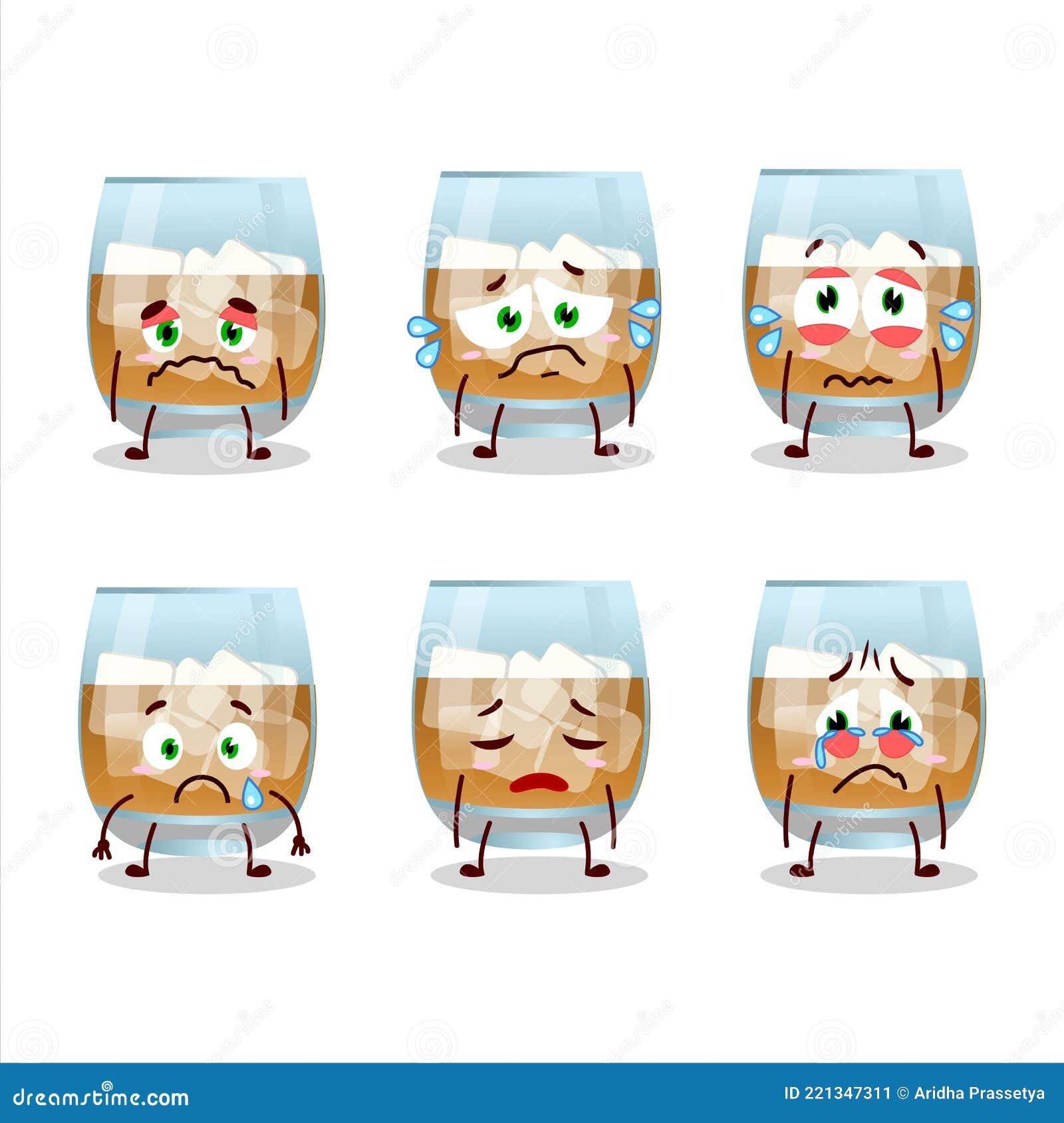 Rum Drink Cartoon Character with Sad Expression Stock Vector ...