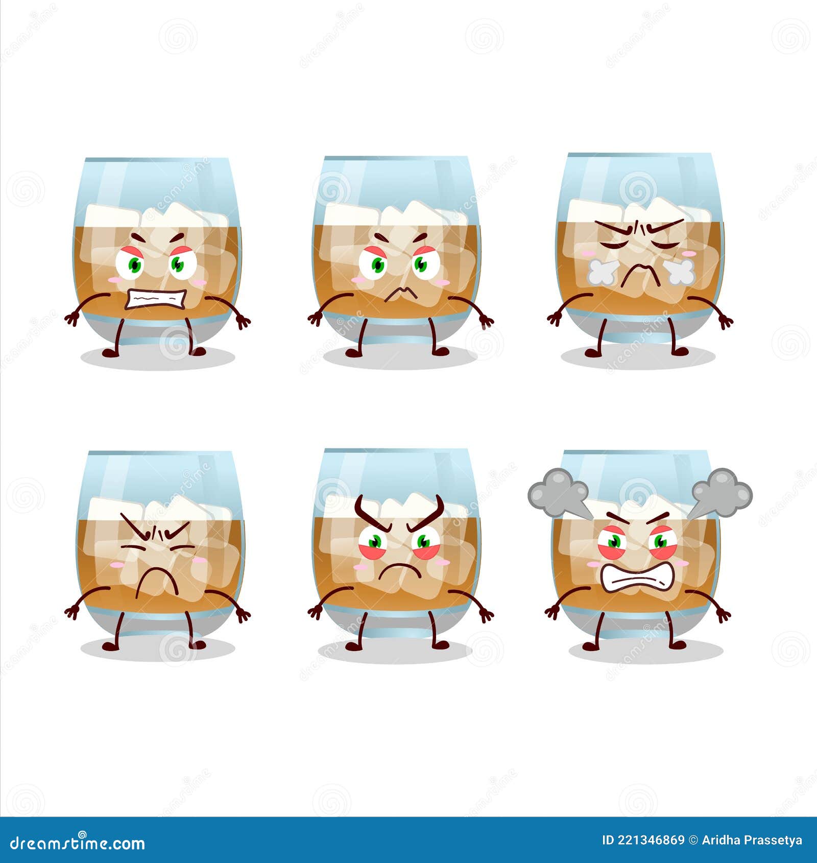 Rum Drink Cartoon Character with Various Angry Expressions Stock Vector ...