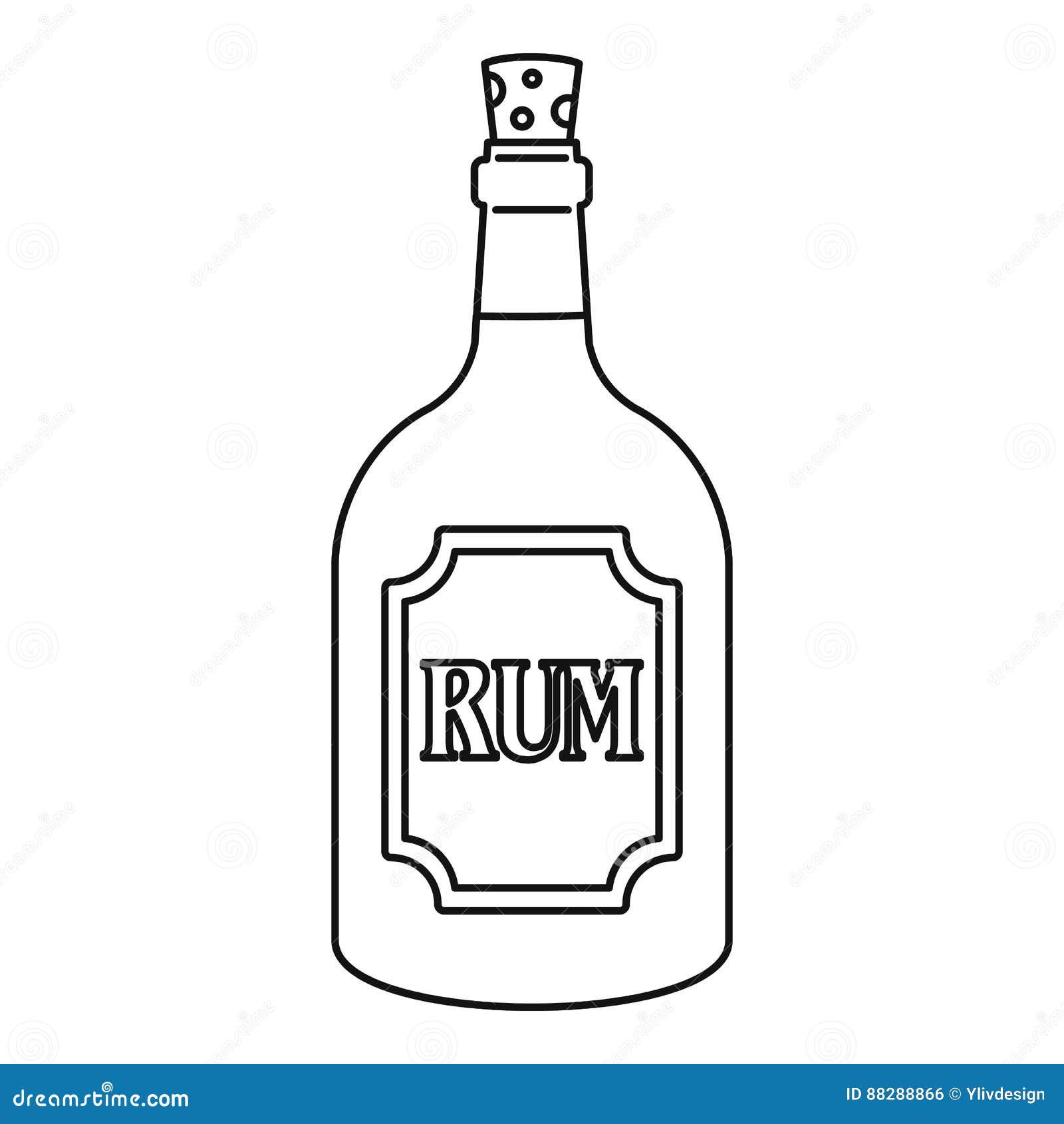 Rum icon, outline style stock vector. Illustration of vector - 88288866
