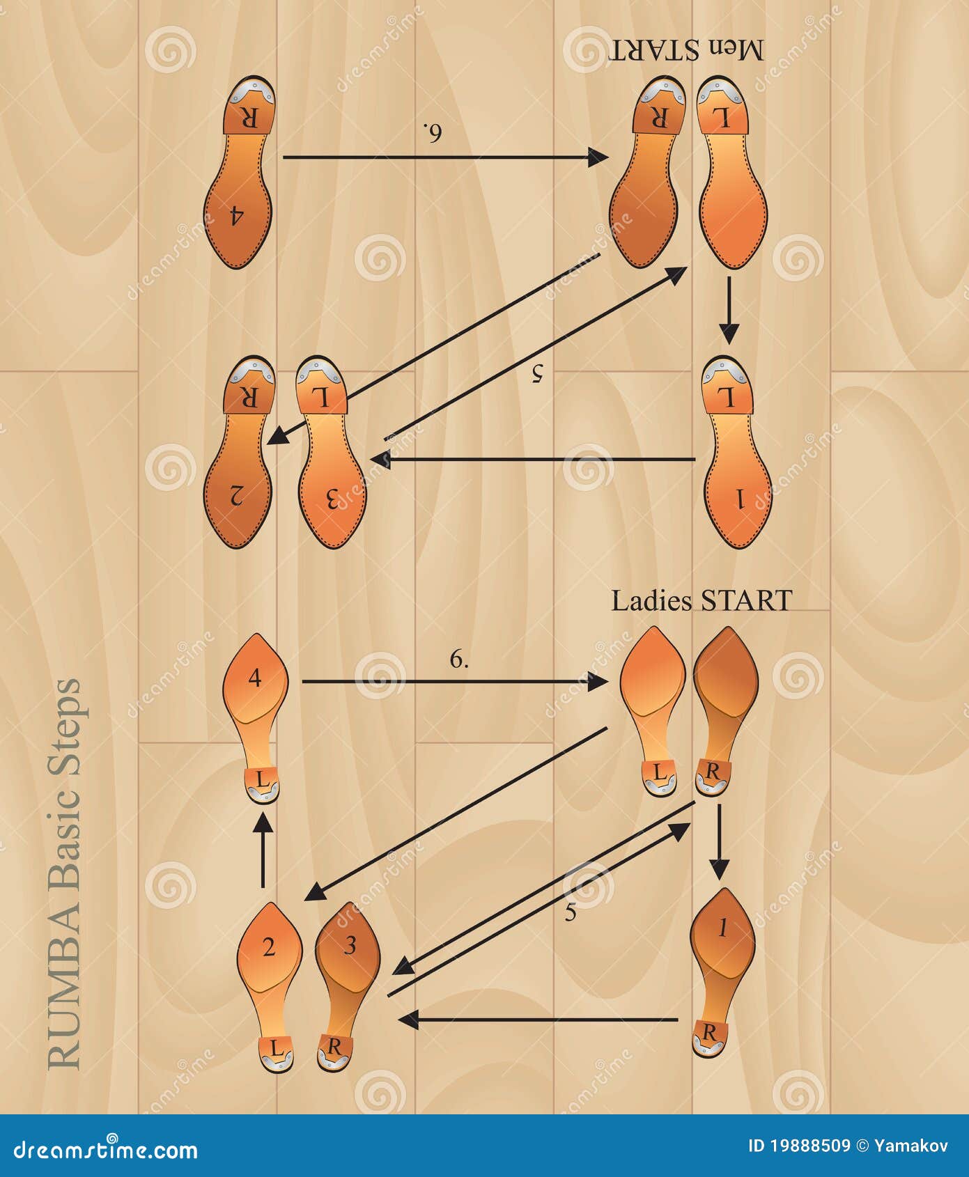 Rumba basic steps stock vector. Illustration of school - 19888509