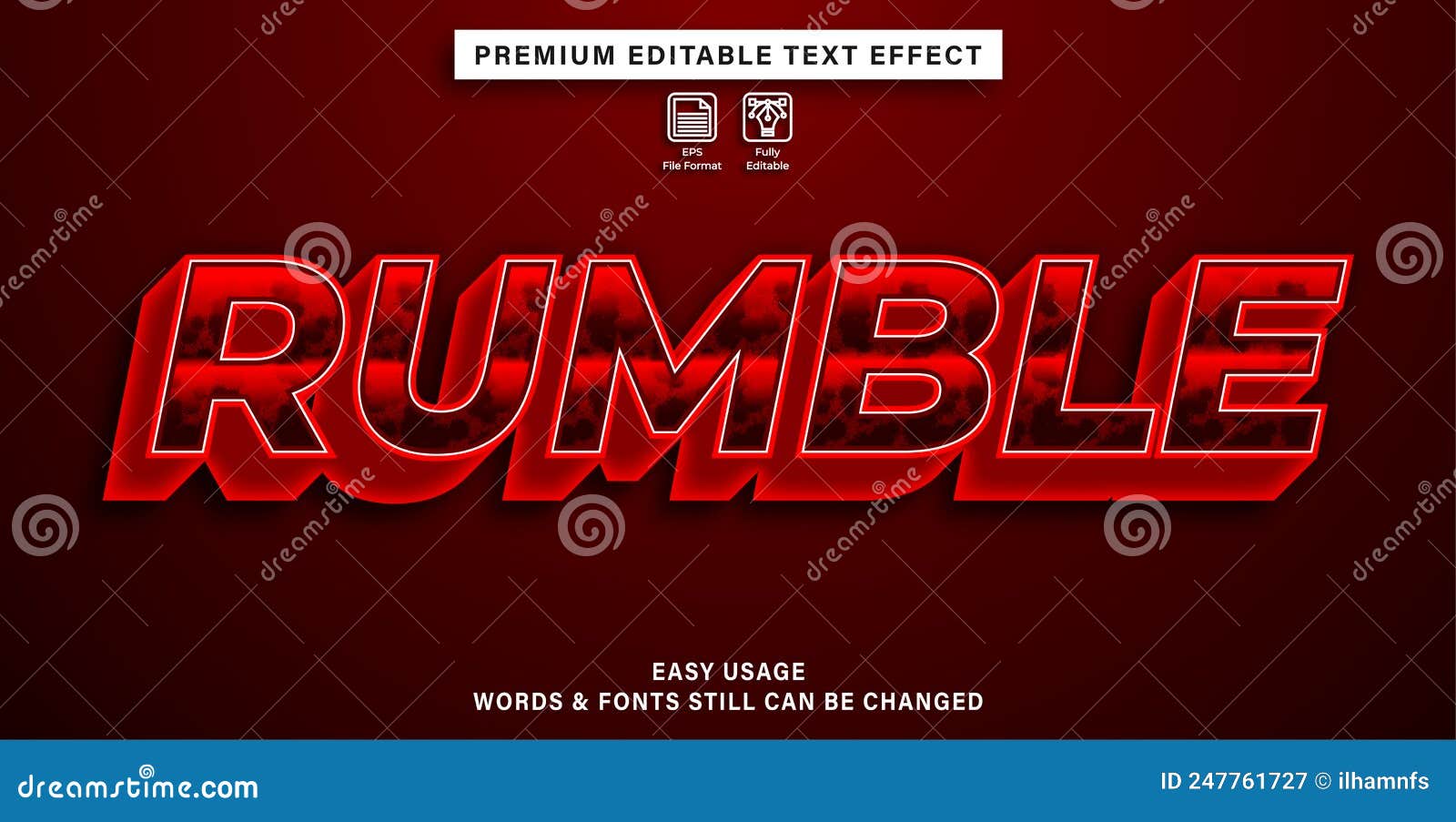 Rumble Editable Text Effect Stock Vector - Illustration of abstract ...