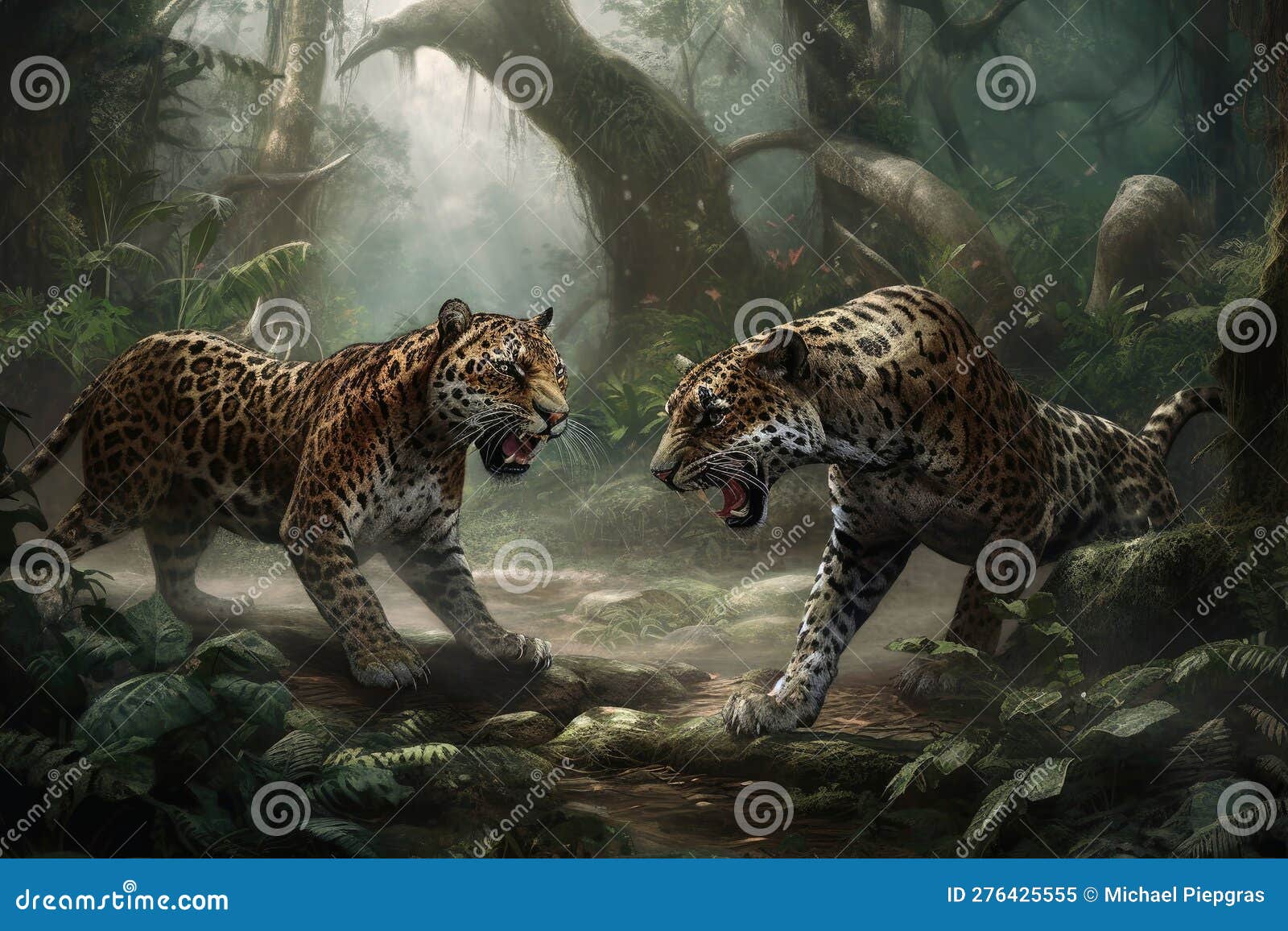 Rumble in the Jungle Two Beasts Fighting Created with Generative AI ...