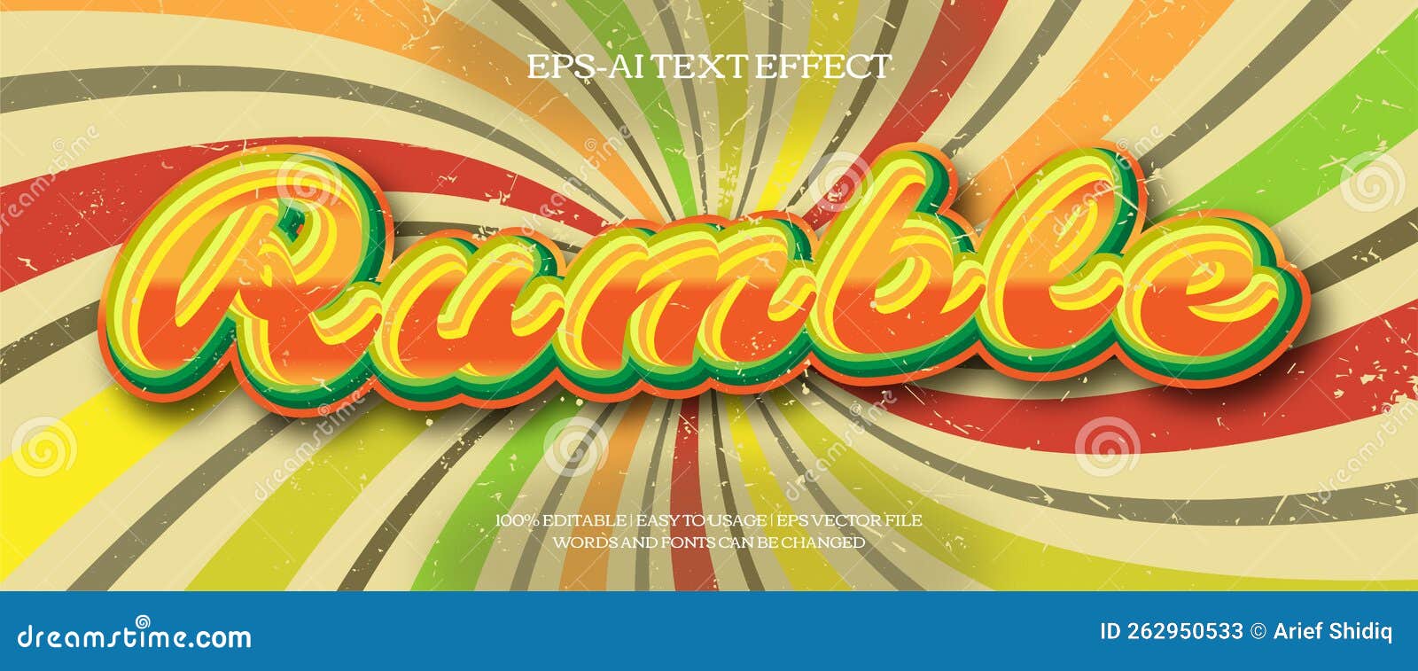 Rumble Text Effect in Retro Vintage Editable Style Stock Vector ...