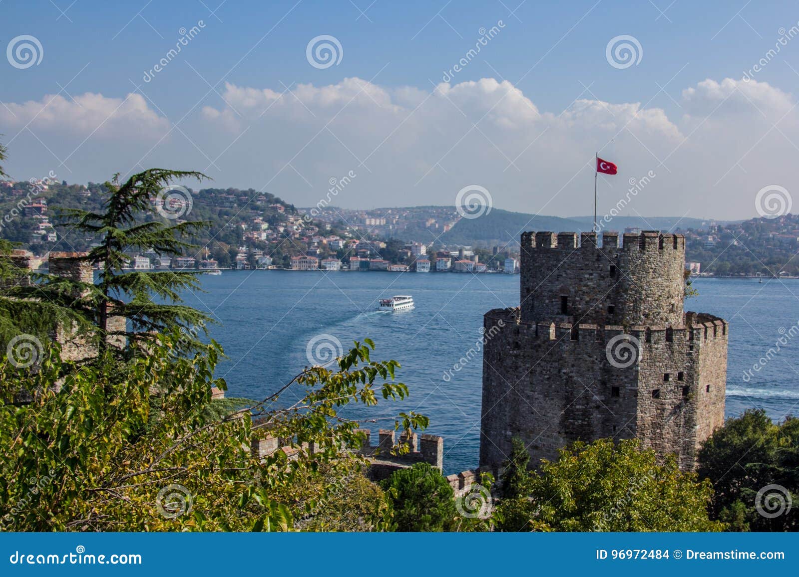 Rumeli Hisari stock photo. Image of istanbuls, flag, tower - 96972484