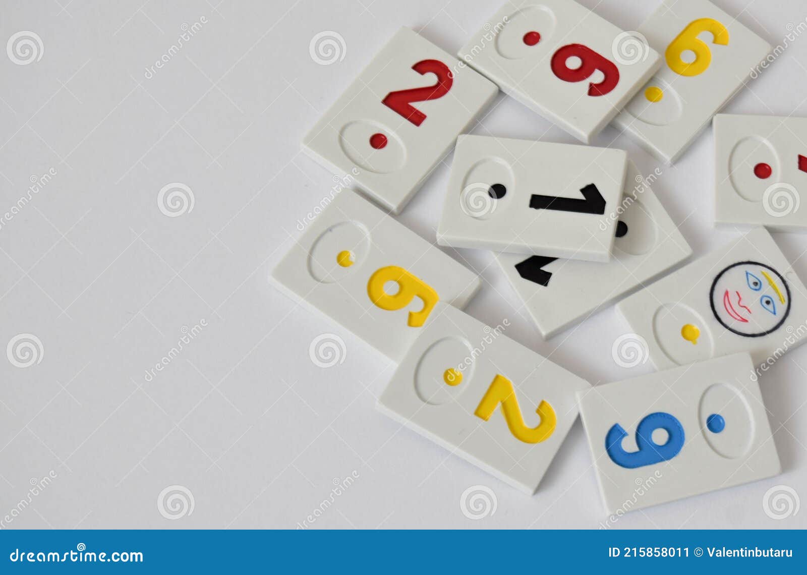 Rummy Pieces Randomly Mixed on a White Background. Free Space for Text ...