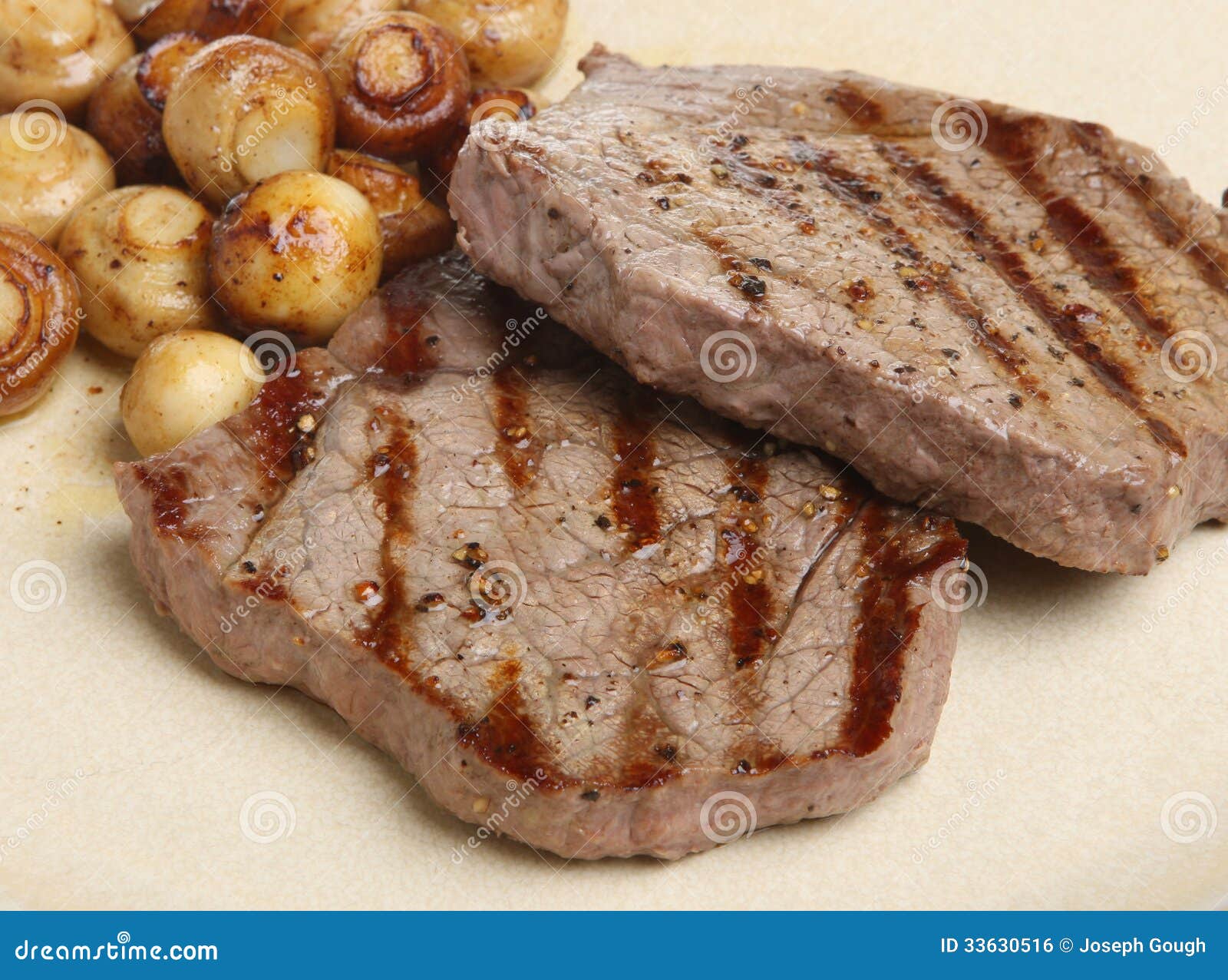 Rump Steaks with Mushrooms stock photo. Image of pepper - 33630516