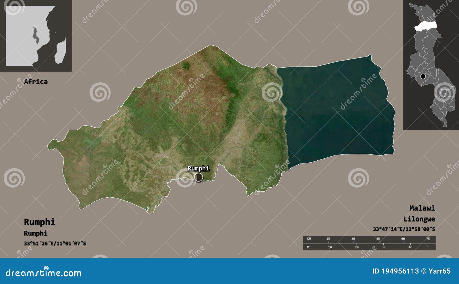 Rumphi, District of Malawi,. Previews. Satellite Stock Illustration ...