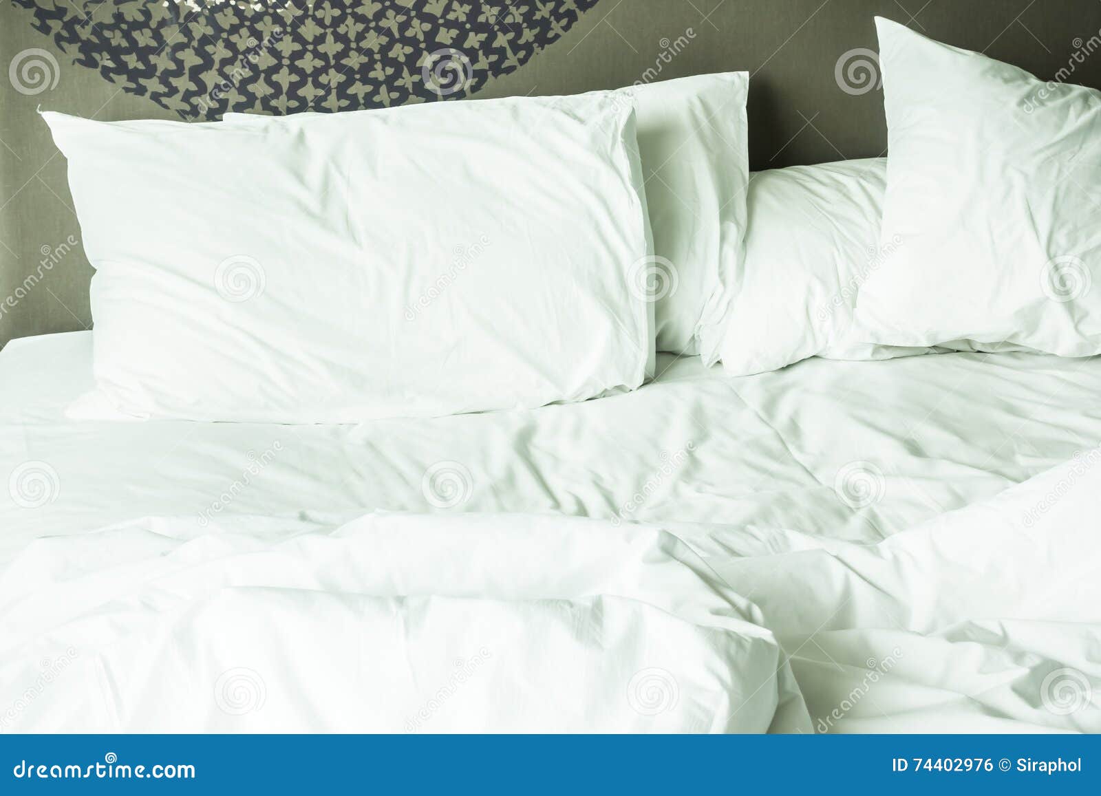 Rumpled bed stock photo. Image of comfort, design, rumpled - 74402976