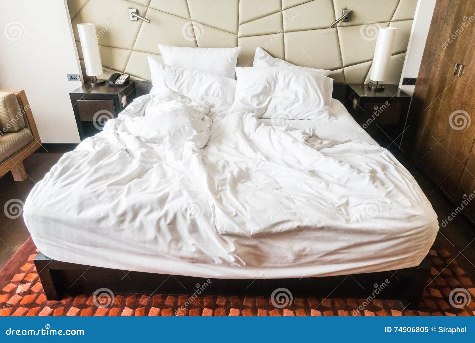 Rumpled bed stock image. Image of pillow, sheet, sleep - 74506805