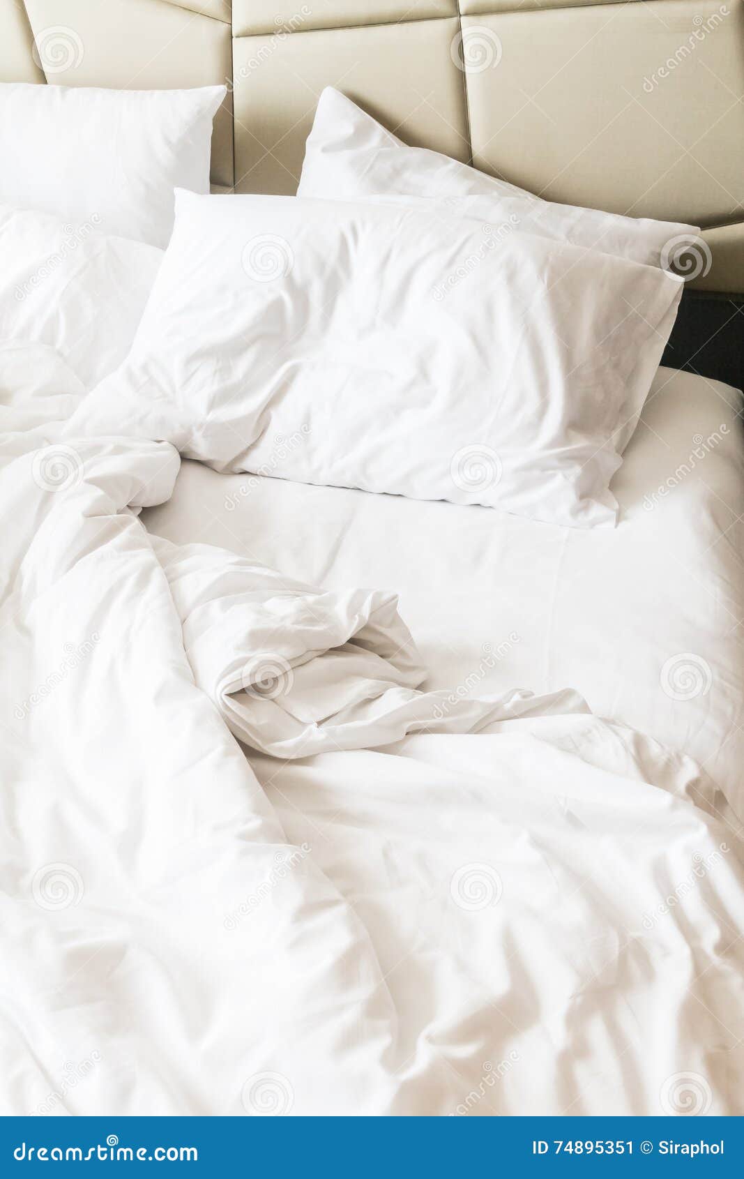 Rumpled bed stock image. Image of unmade, cloth, cotton - 74895351