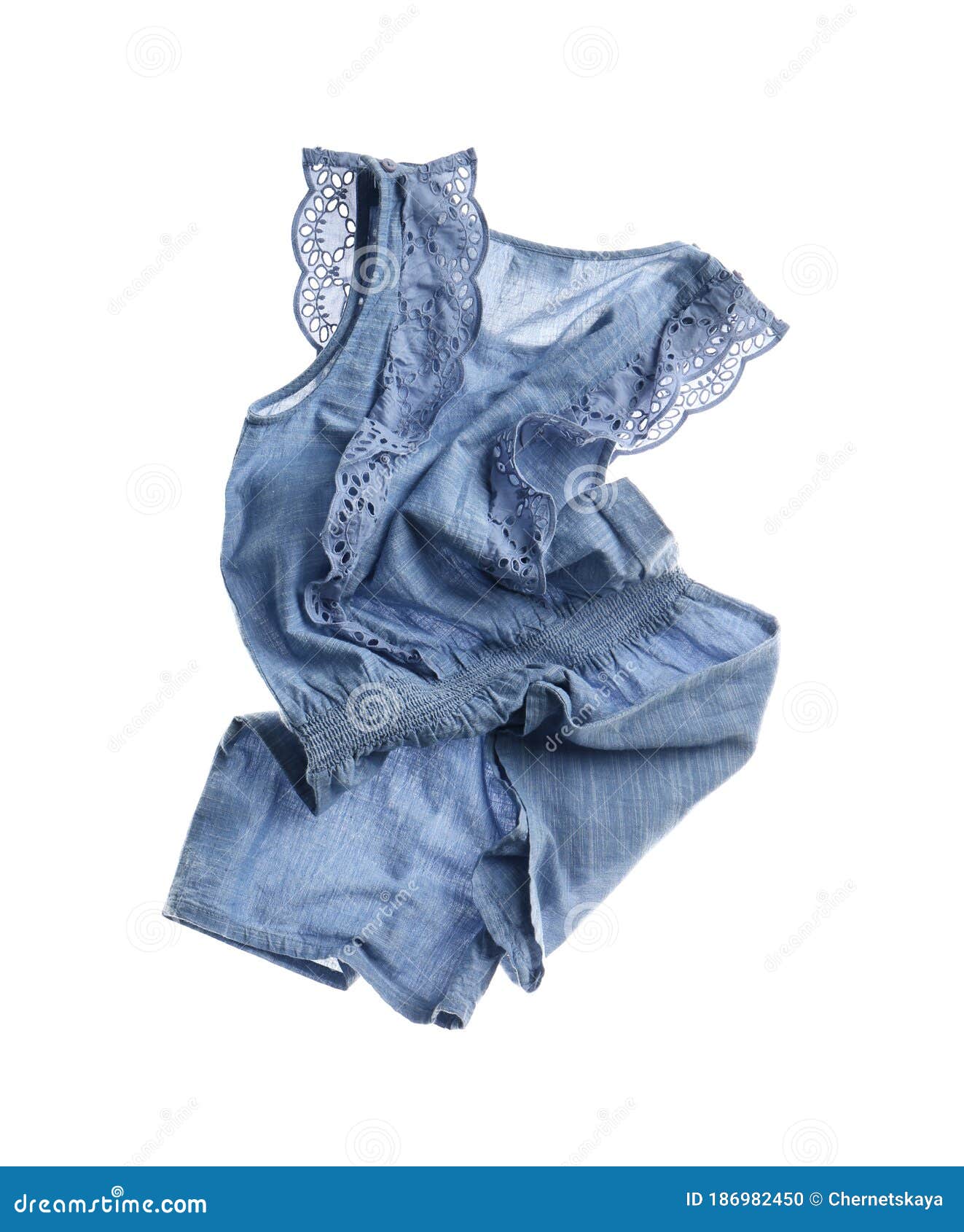 Rumpled Blue Romper Isolated. Messy Clothes Stock Photo - Image of ...