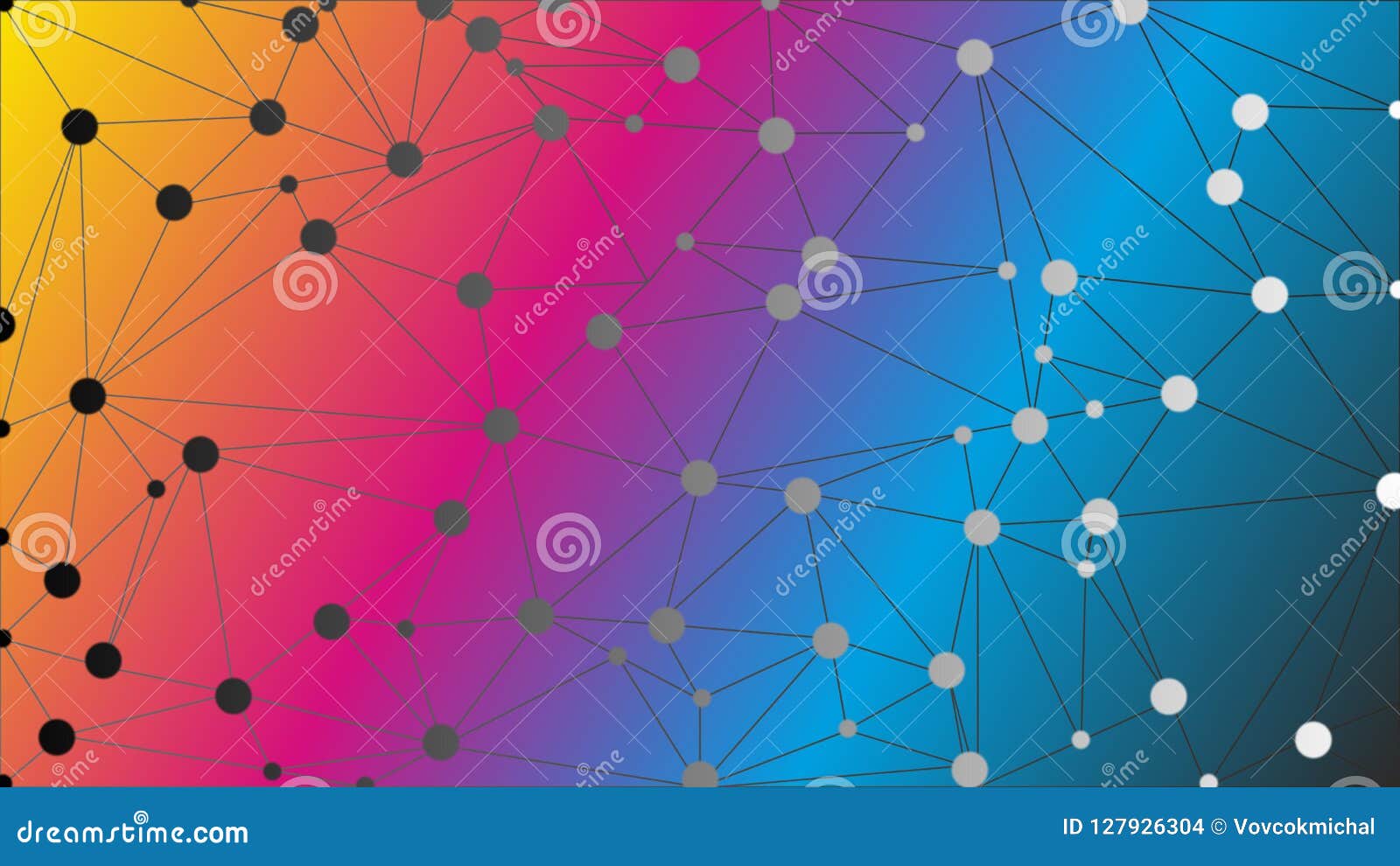 Triangular, Circle Style Geometric Network Pattern. Rainbow Abstract ...