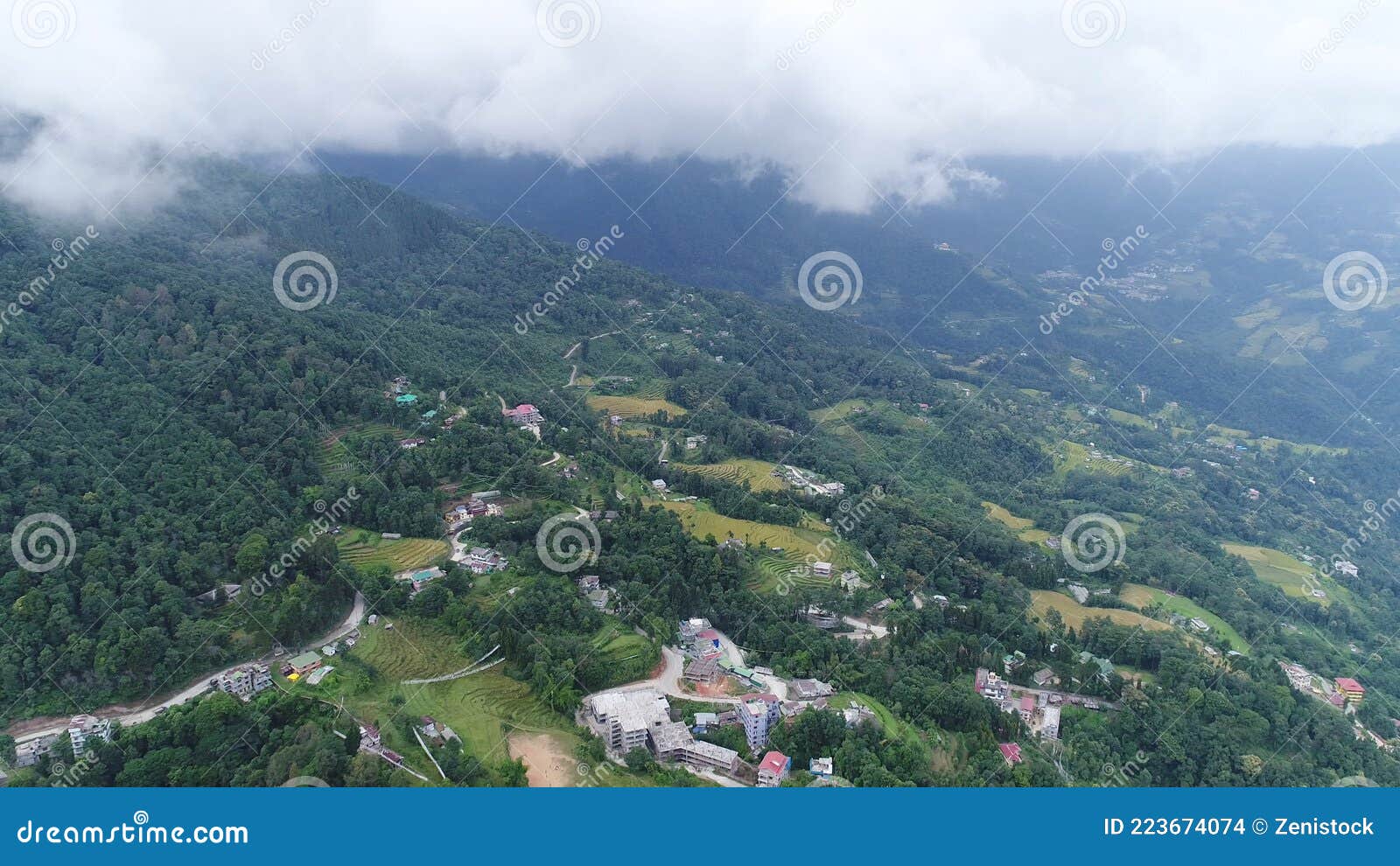 Rumtek Monastery Area in Sikkim India Seen from the Sky Stock Footage ...