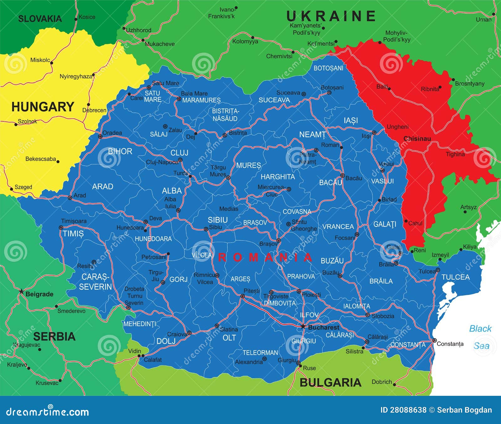 Rumunia Mapa Zdjęcia Royalty Free - Obraz: 28088638