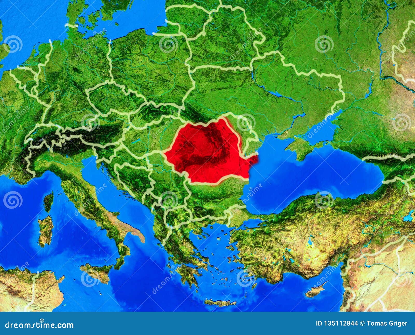 Rumunia Na Ziemi Z Granicami Zdjęcie Stock - Obraz złożonej z kraj ...