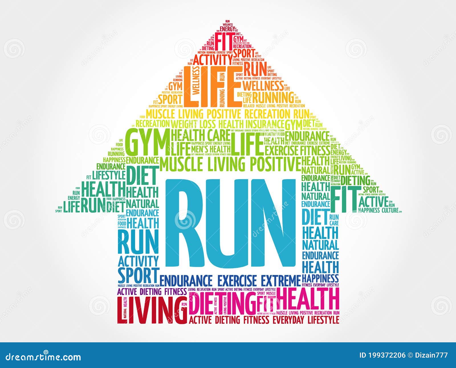 RUN arrow word cloud stock illustration. Illustration of life - 199372206