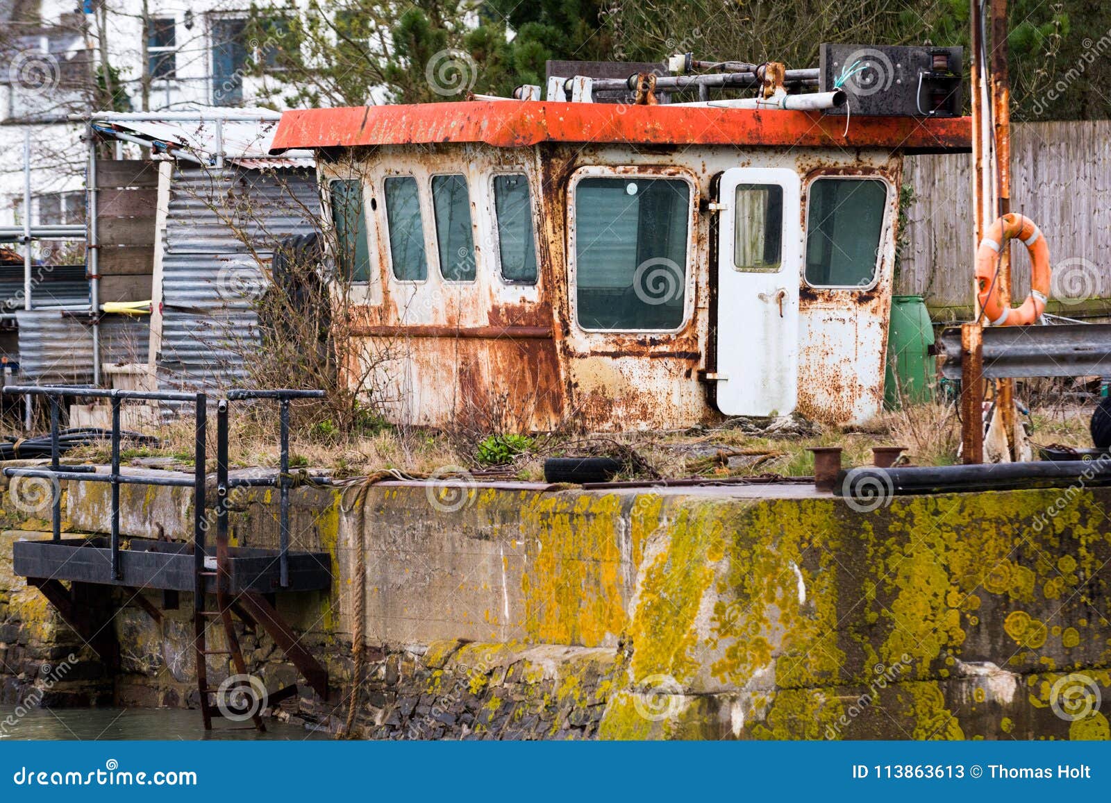 Run Down Abandoned Building by the Dock Stock Image - Image of place ...