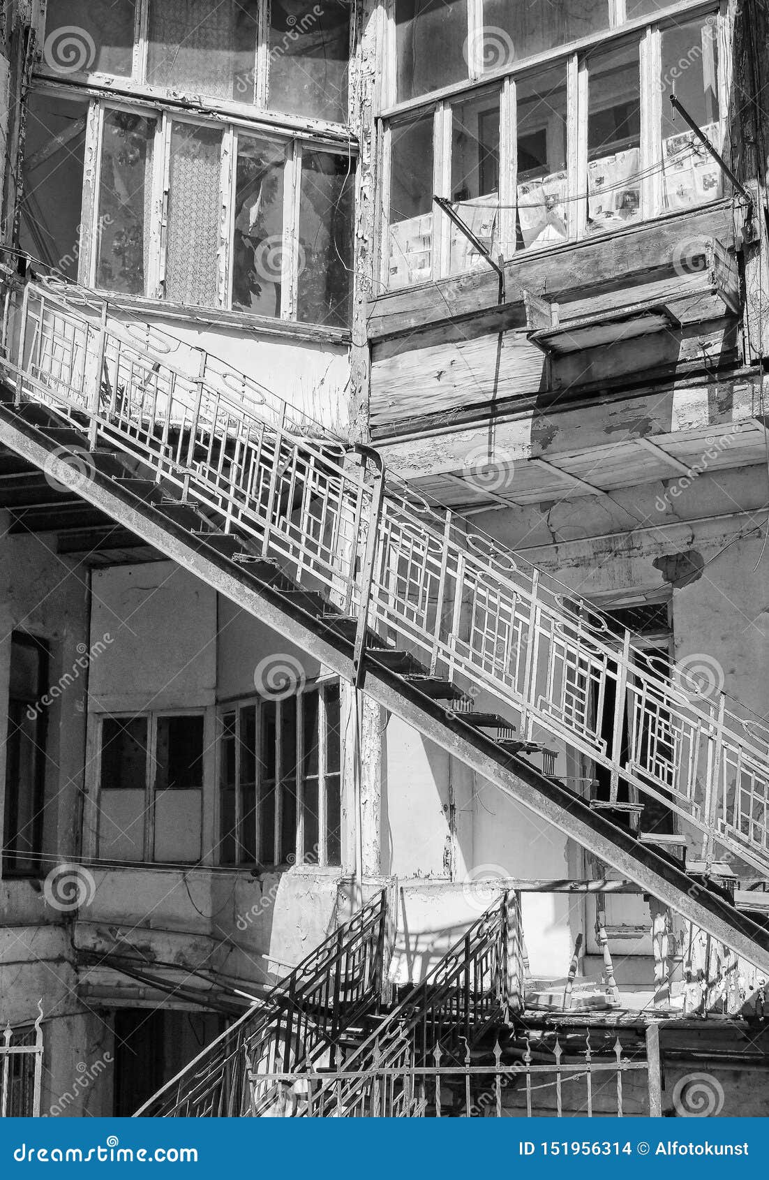 Run-down Apartment Building Stock Photo - Image of architecture ...