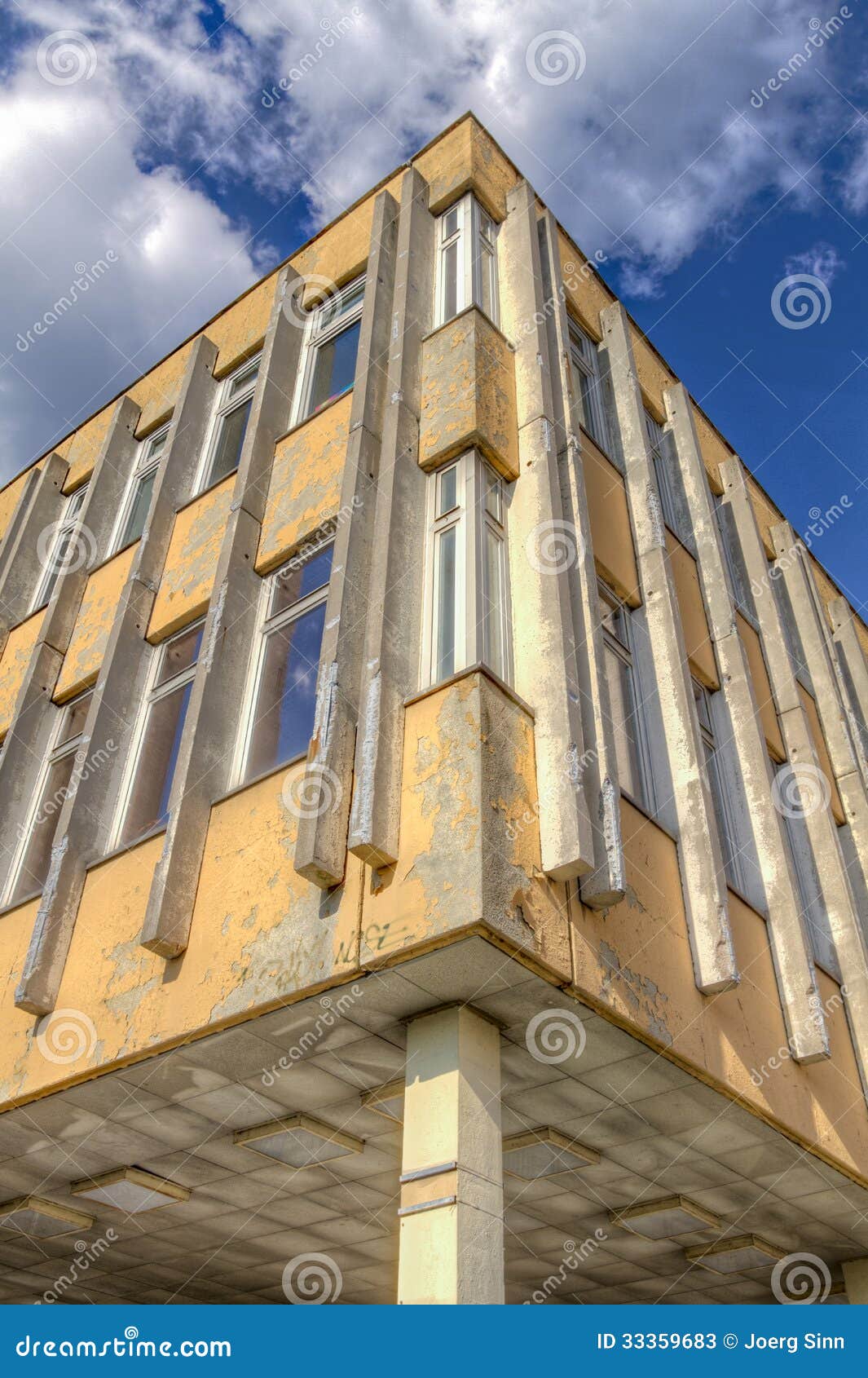 Run-down Building with Blue Sky Stock Image - Image of exterior, house ...
