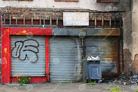 Run Down Fire Damaged Shop Front Stock Image - Image of decay ...