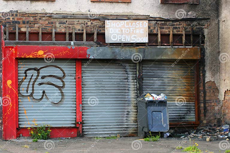 Run Down Fire Damaged Shop Front Stock Image - Image of decay ...
