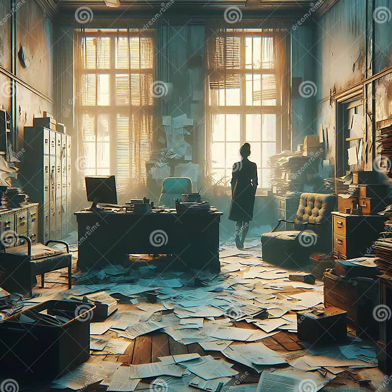 Run Down Office Administrator Stock Illustration - Illustration of ...