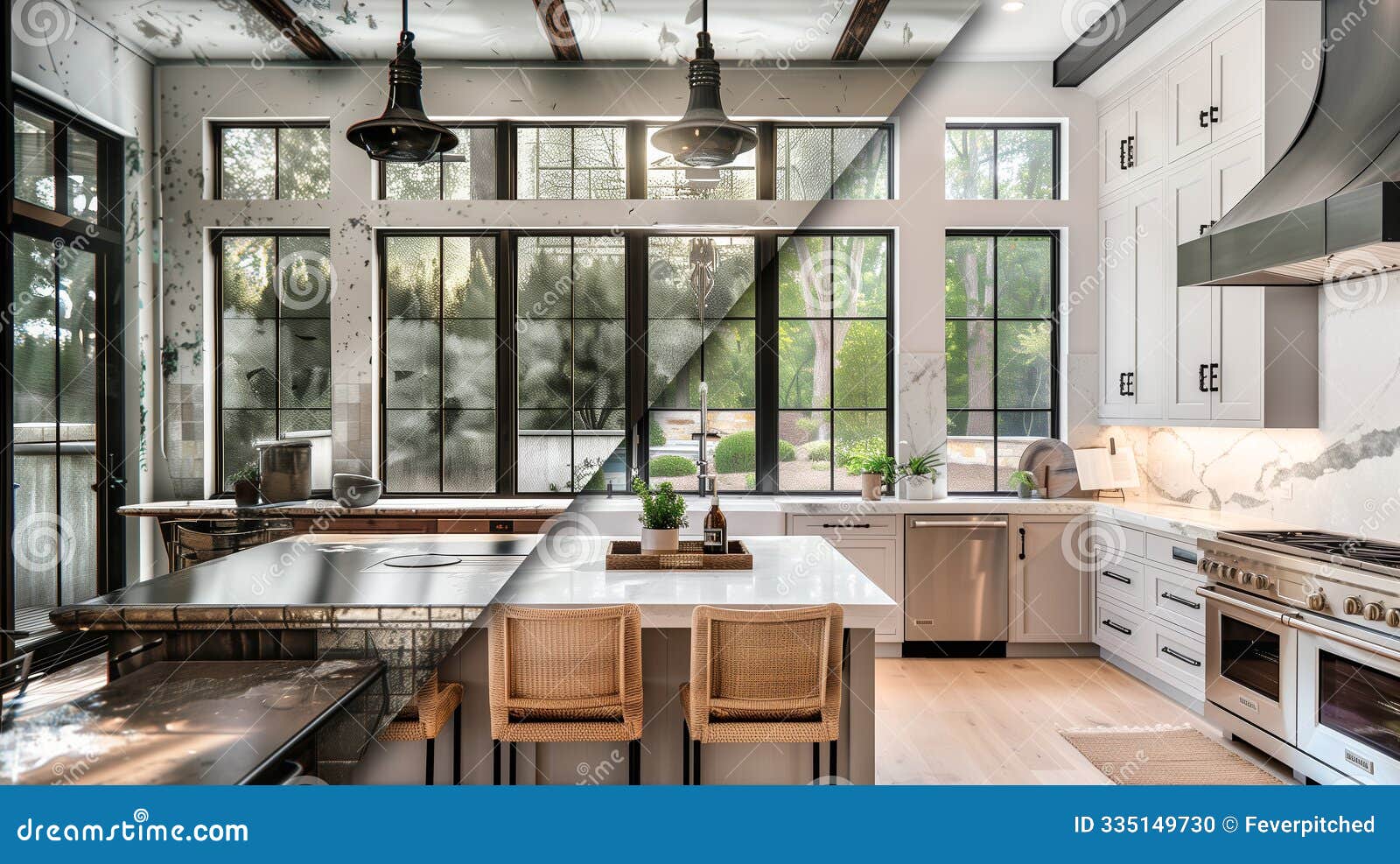 Before and after of a Run Down Old and Dirty Kitchen To a Remodeled ...