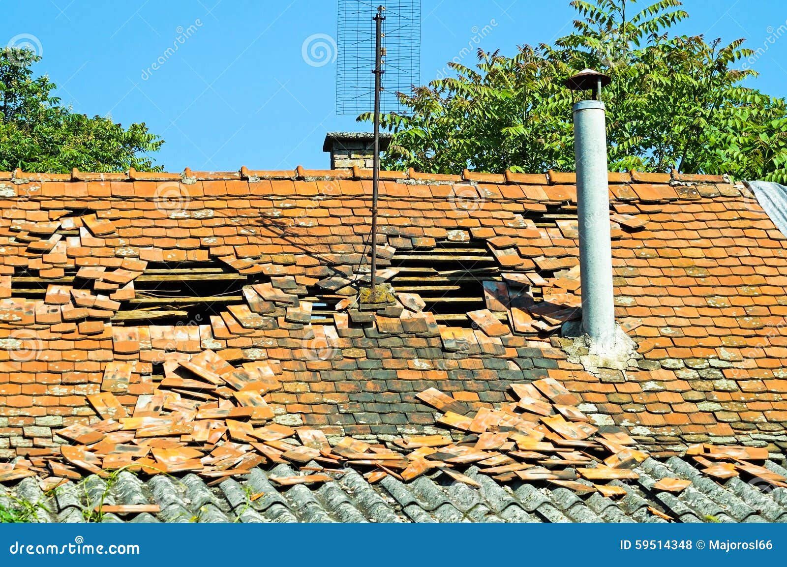 Run Down Roof of an Old Building Stock Photo - Image of brick, white ...