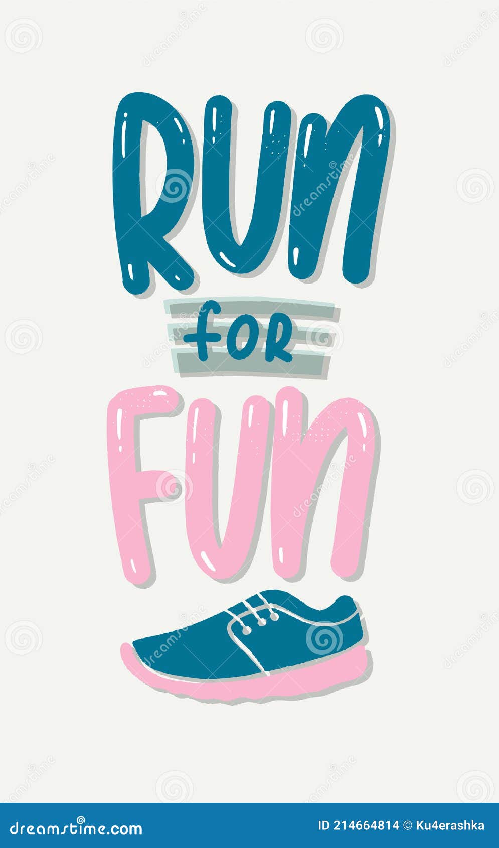 Run for Fun Hand Drawn Lettering Vector Stock Vector - Illustration of ...