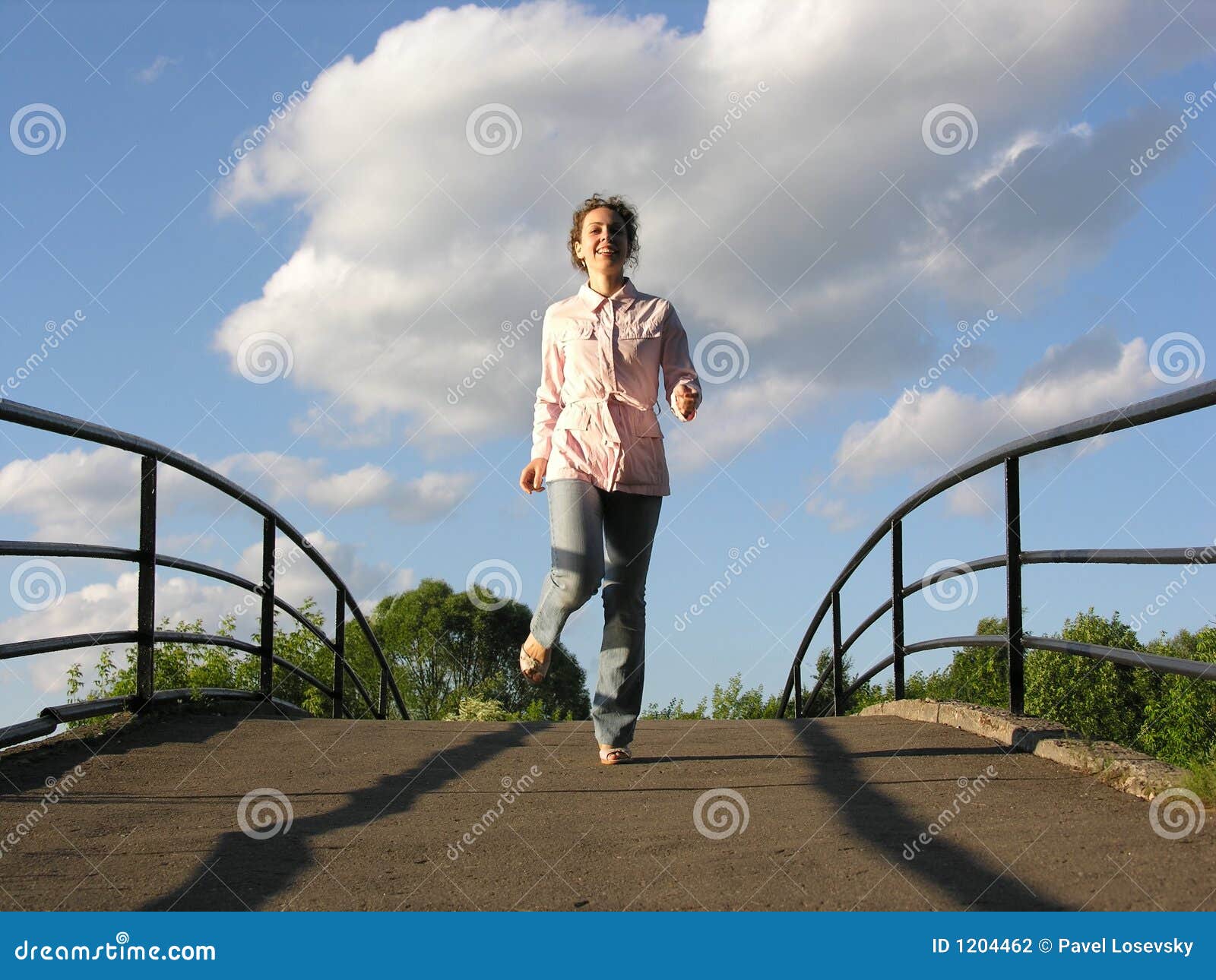 Run girl on bridge stock photo. Image of person, outdoors - 1204462