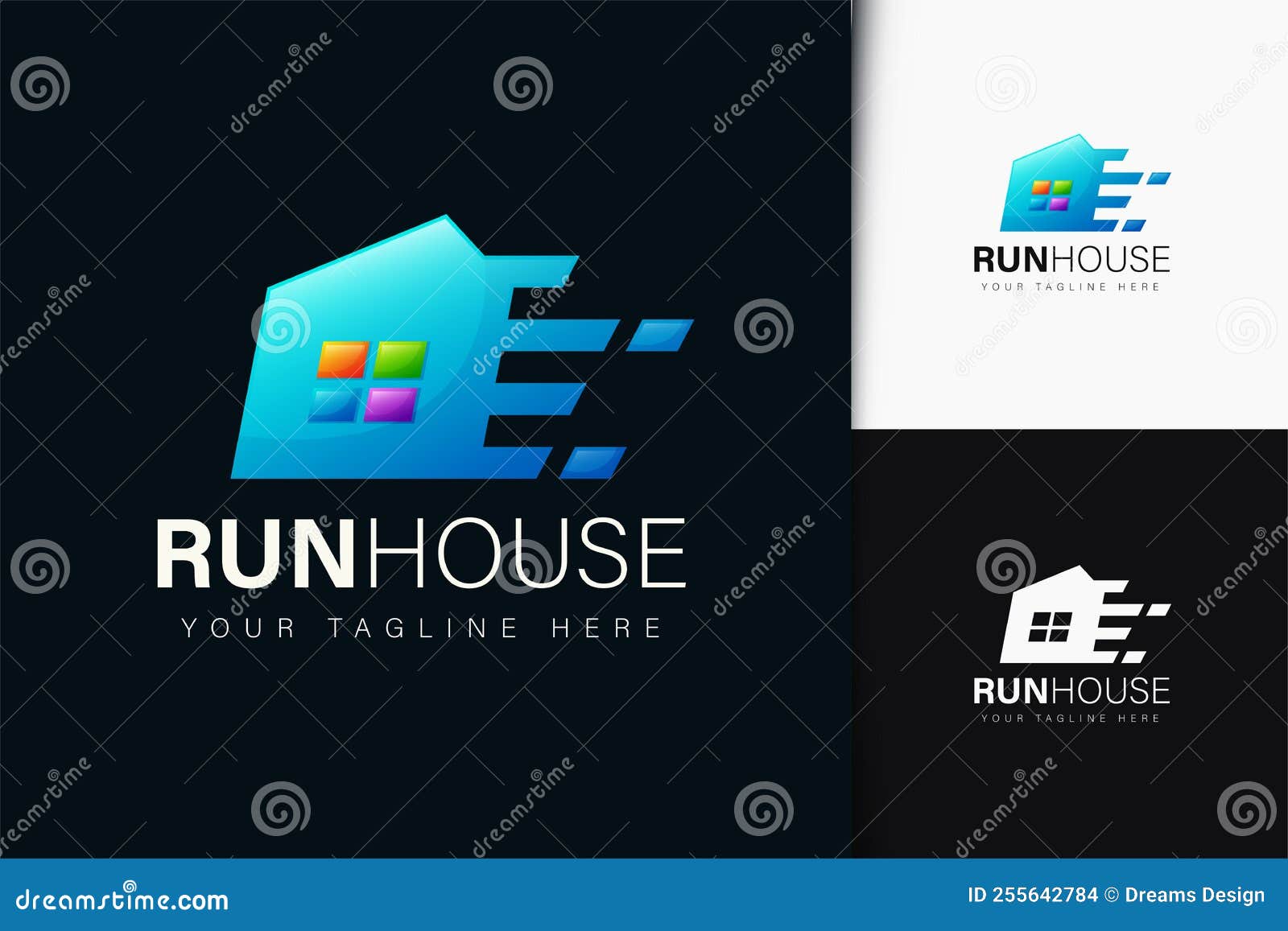 Run House Logo Design with Gradient Stock Vector - Illustration of ...