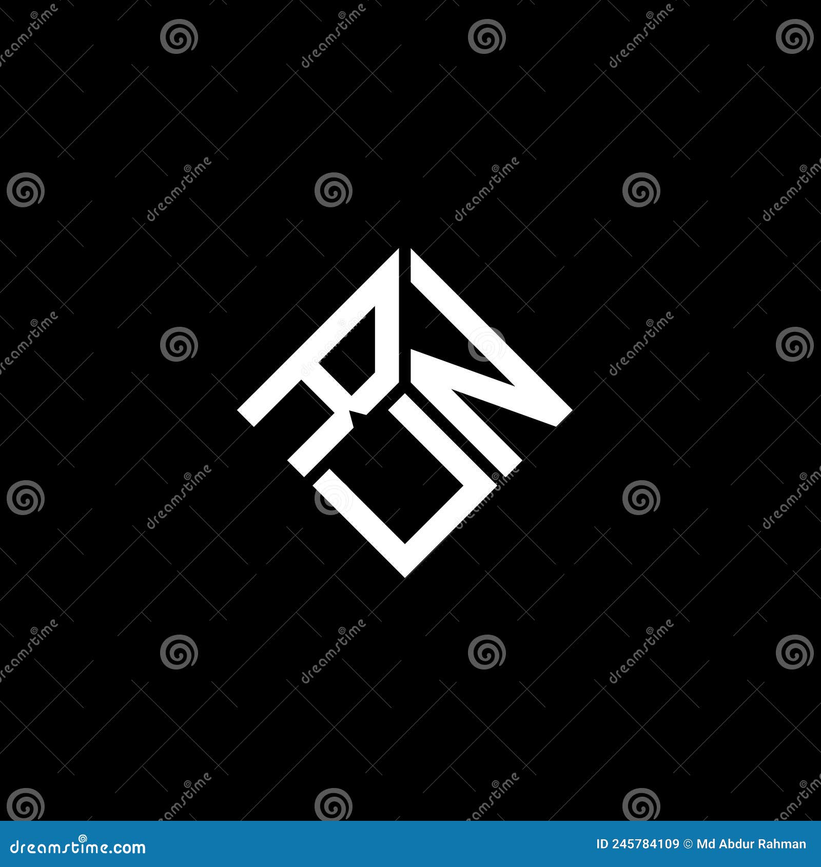 RUN Letter Logo Design on Black Background. RUN Creative Initials ...