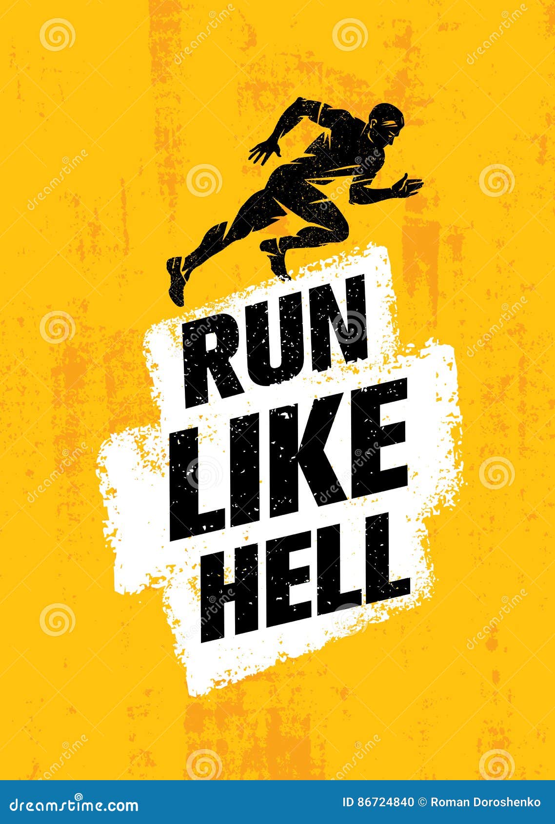 Run Like Hell Creative Sport Motivation Concept. Dynamic Running Man ...