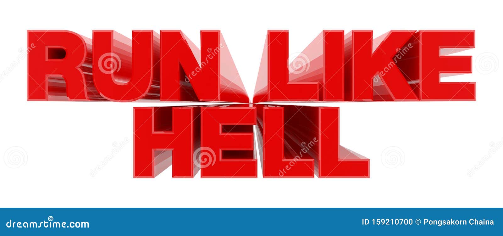 RUN LIKE HELL Red Word on White Background Illustration 3D Rendering ...