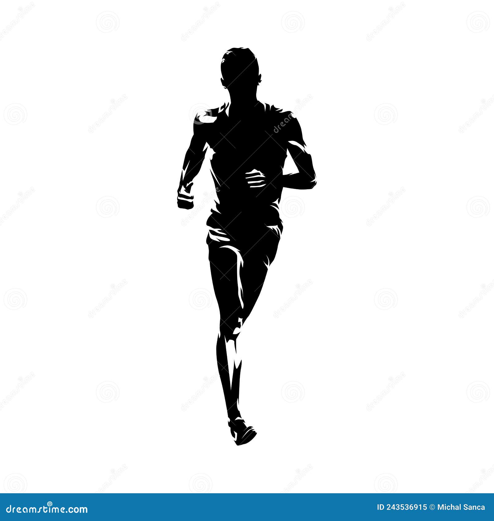 Run Logo, Running Man, Front View Isolated Vector Silhouette. Marathon ...