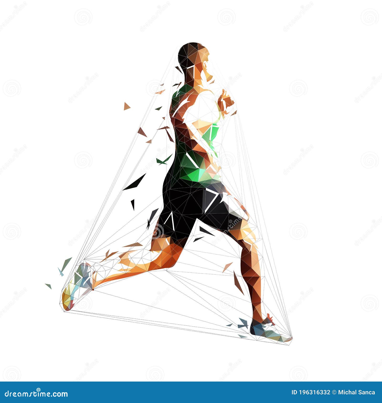 Run, Low Poly Runner, Isolated Geometric Vector Illustration. Young ...