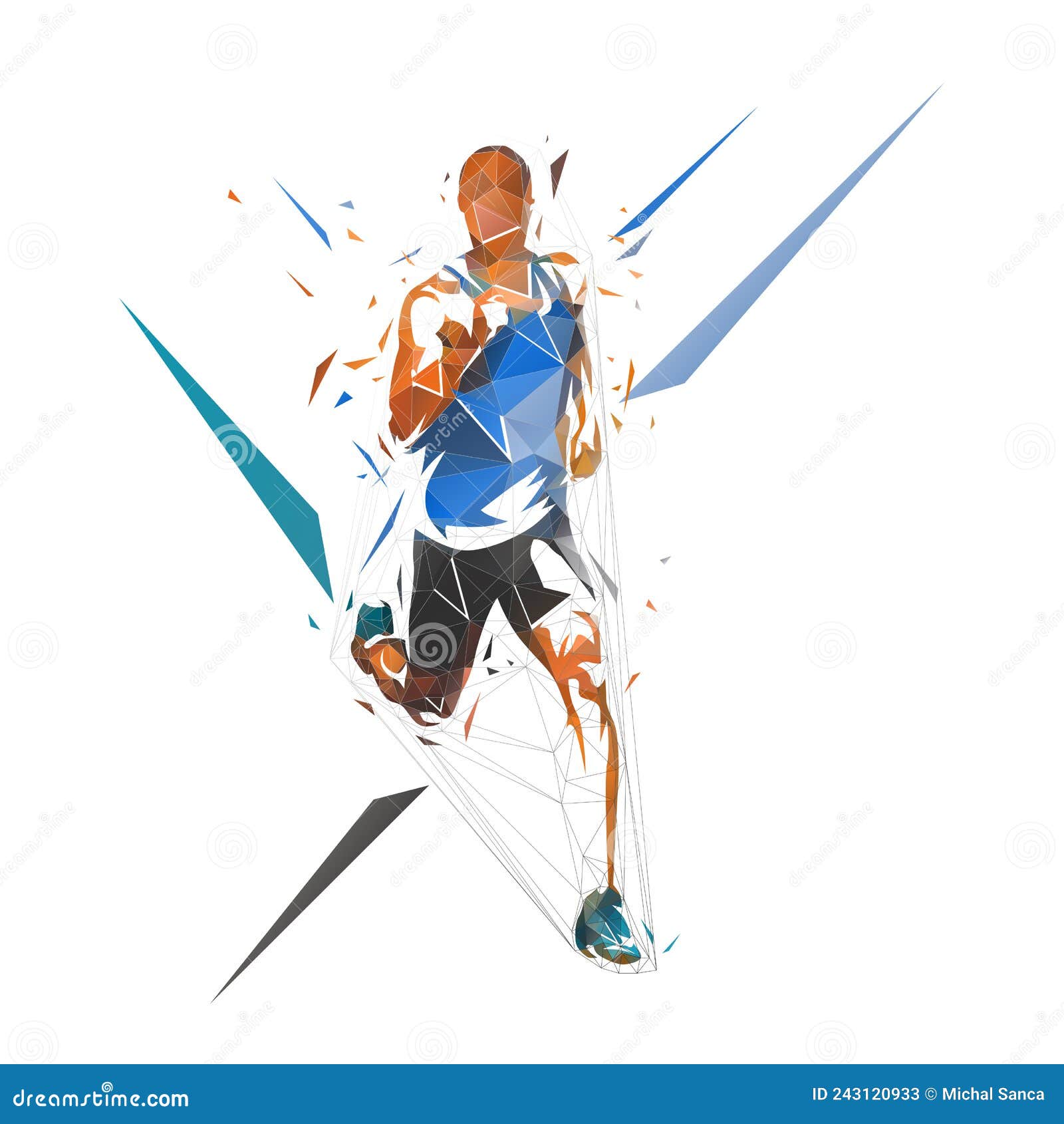 Low Poly And Running Man Logo Design, Vector Illustration Stock Image ...