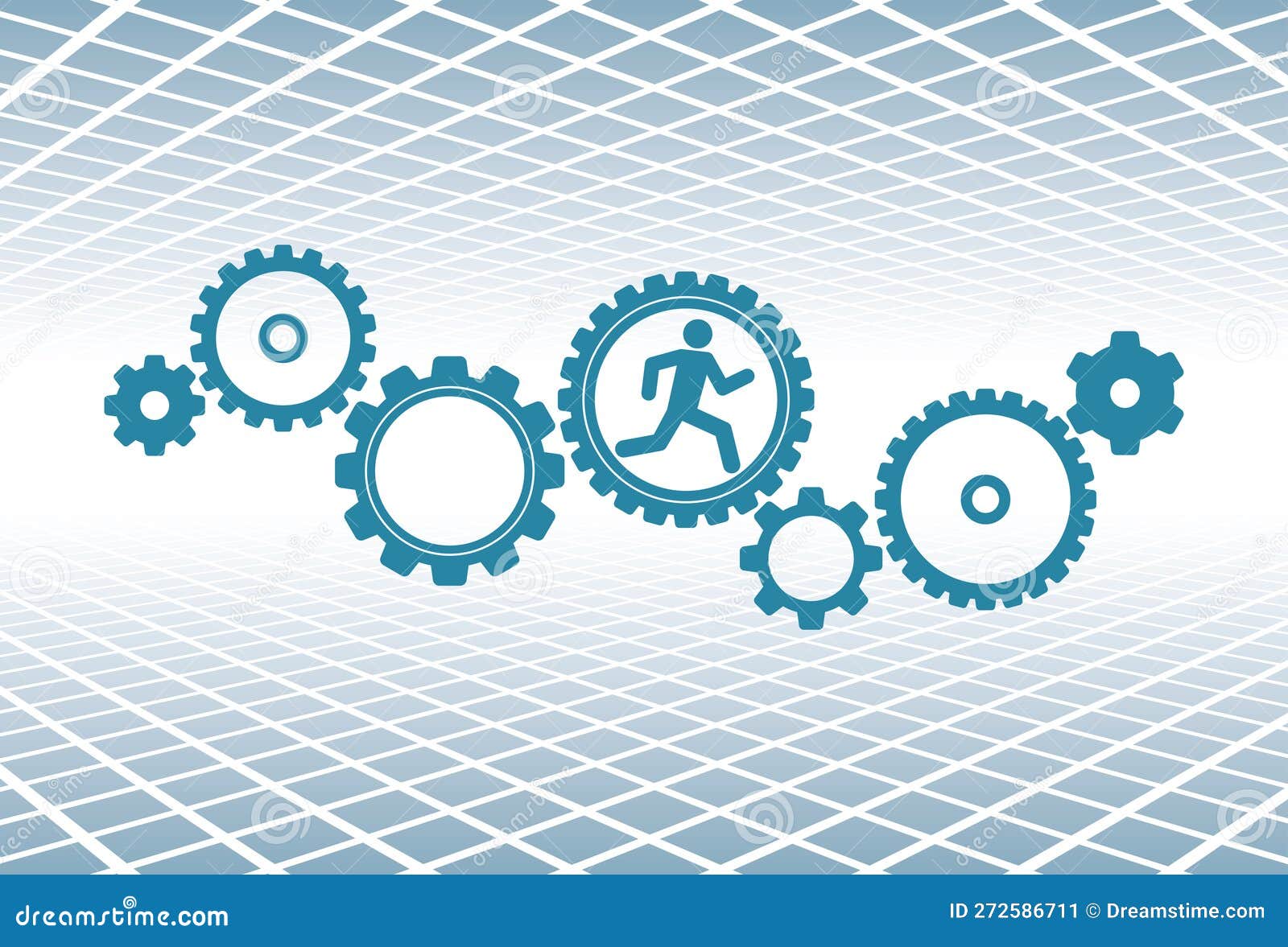 Run man in gears stock vector. Illustration of factory - 272586711