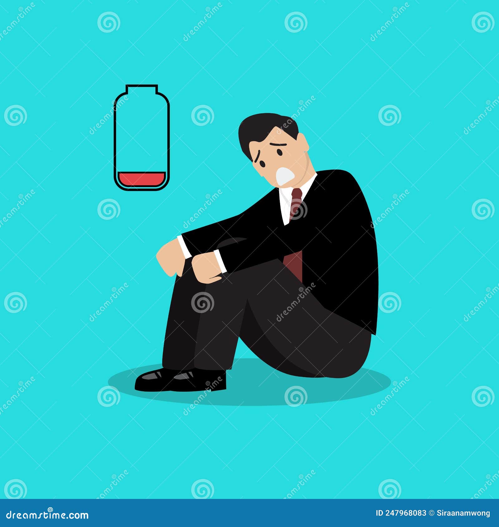 Run Out of Battery Businessman Stock Vector - Illustration of despair ...