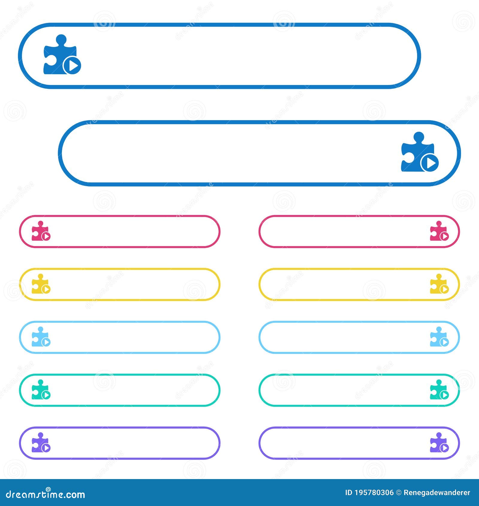 Run Plugin Icons In Rounded Color Menu Buttons Stock Vector