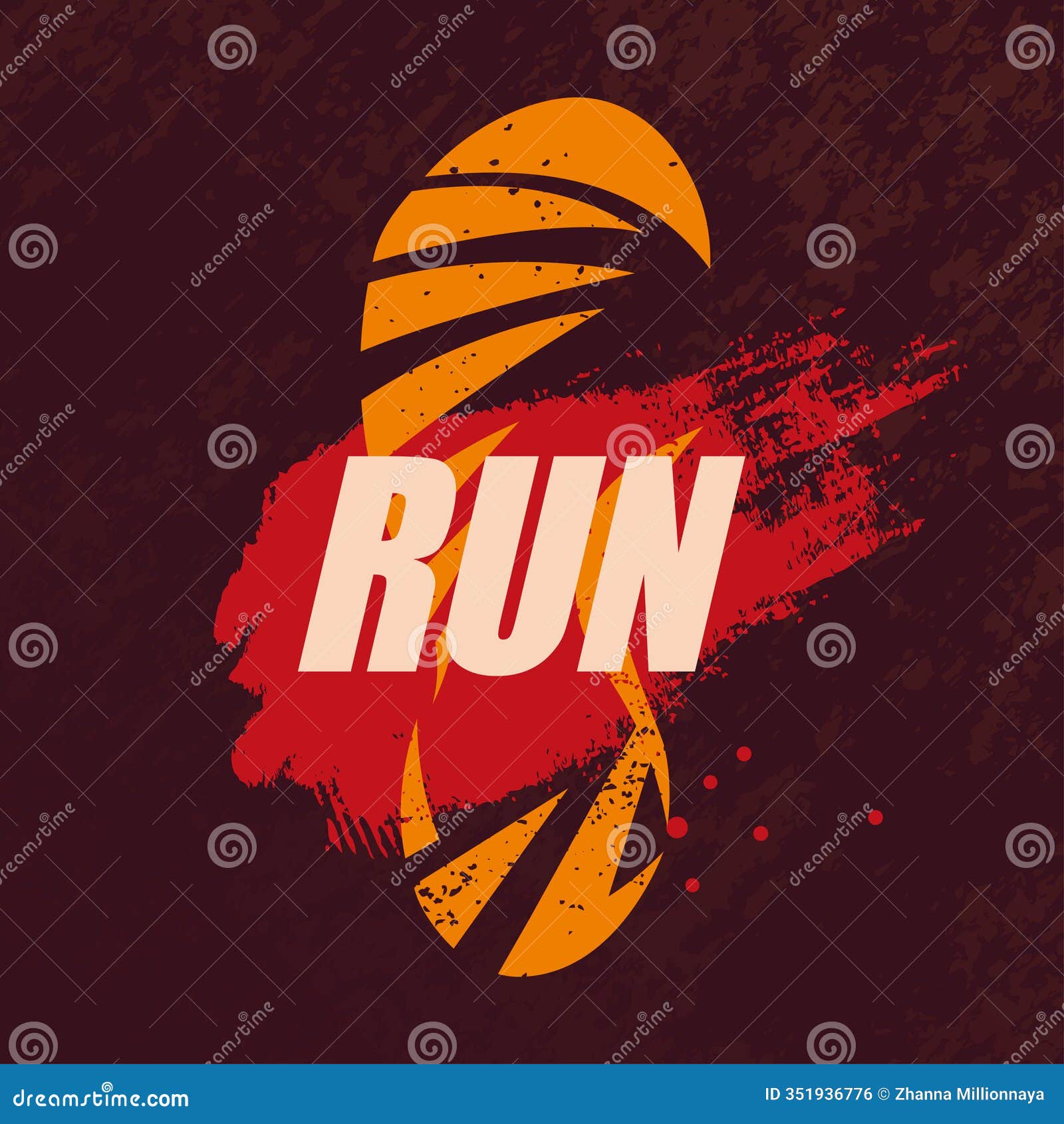 Run Print Symbol in Grunge Style Stock Illustration - Illustration of ...