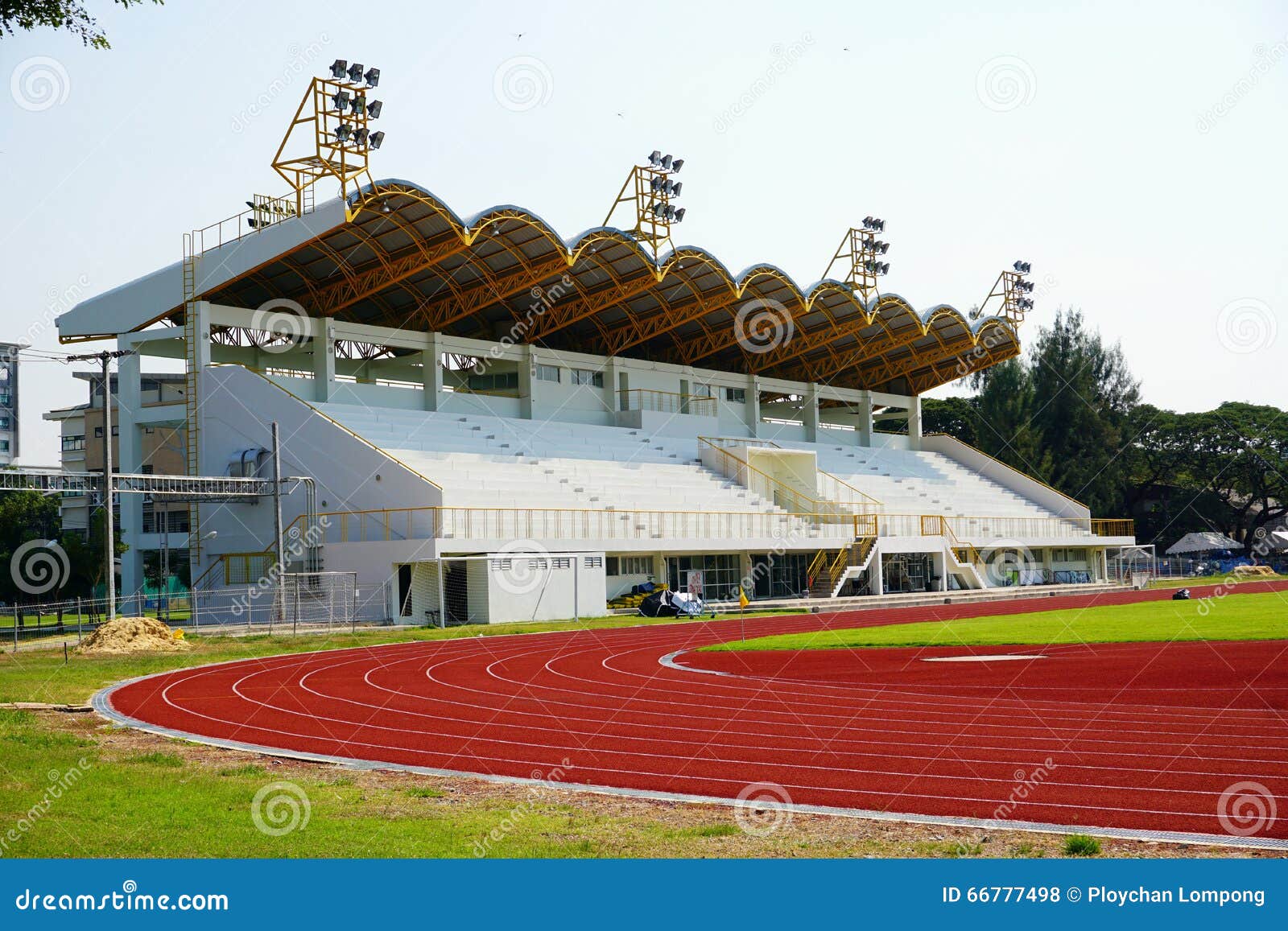 Run Race Track in Sport Stadium Stock Photo - Image of paint, building ...