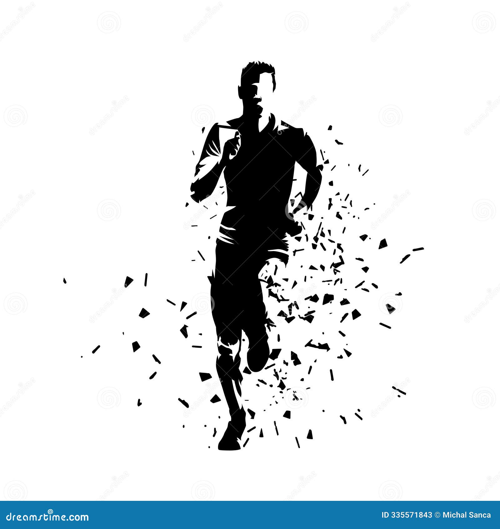 Run, Running Man, Front View, Isolated Vector Silhouette Stock ...