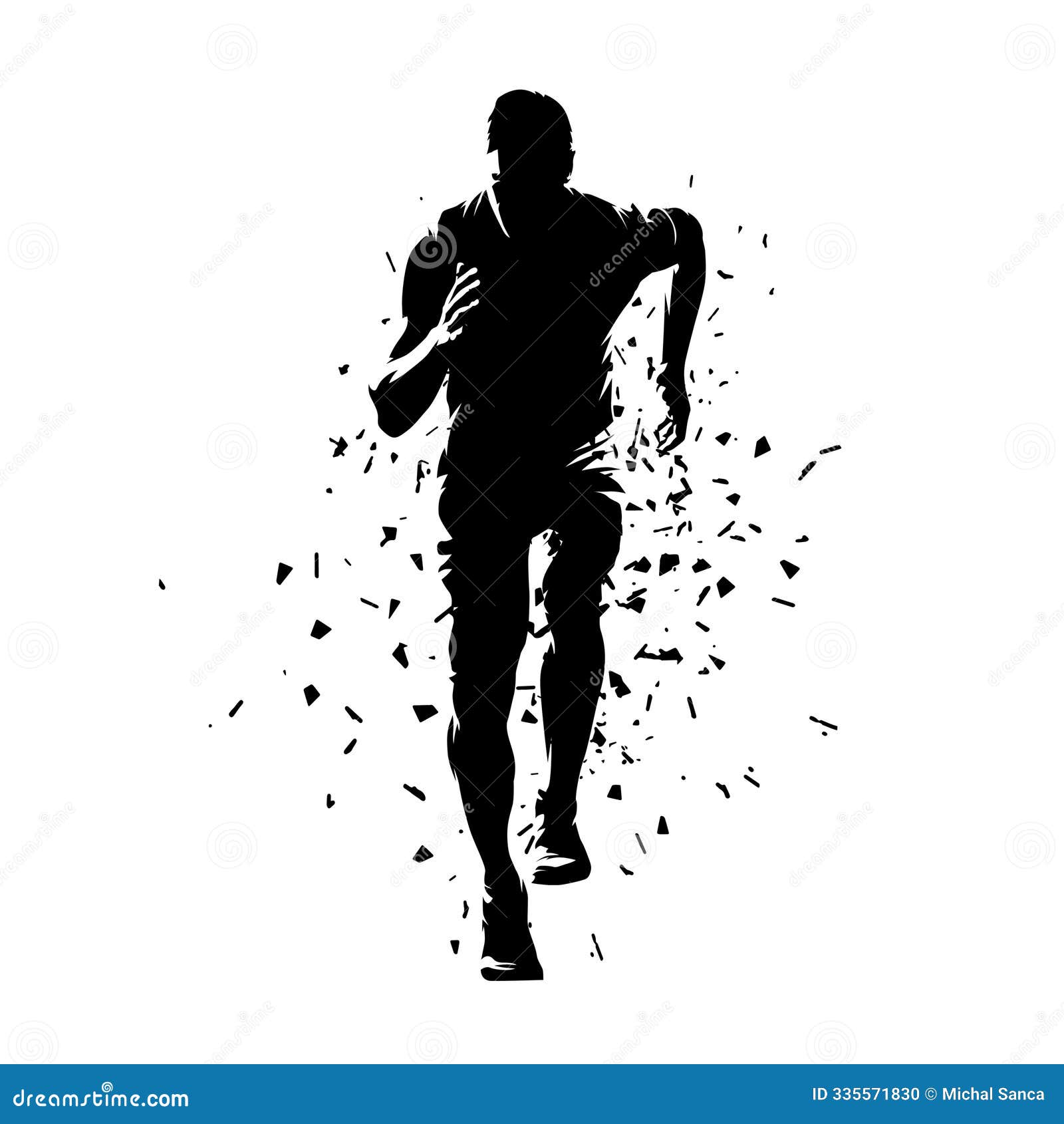 Run, Running Man, Front View, Isolated Vector Silhouette Stock ...
