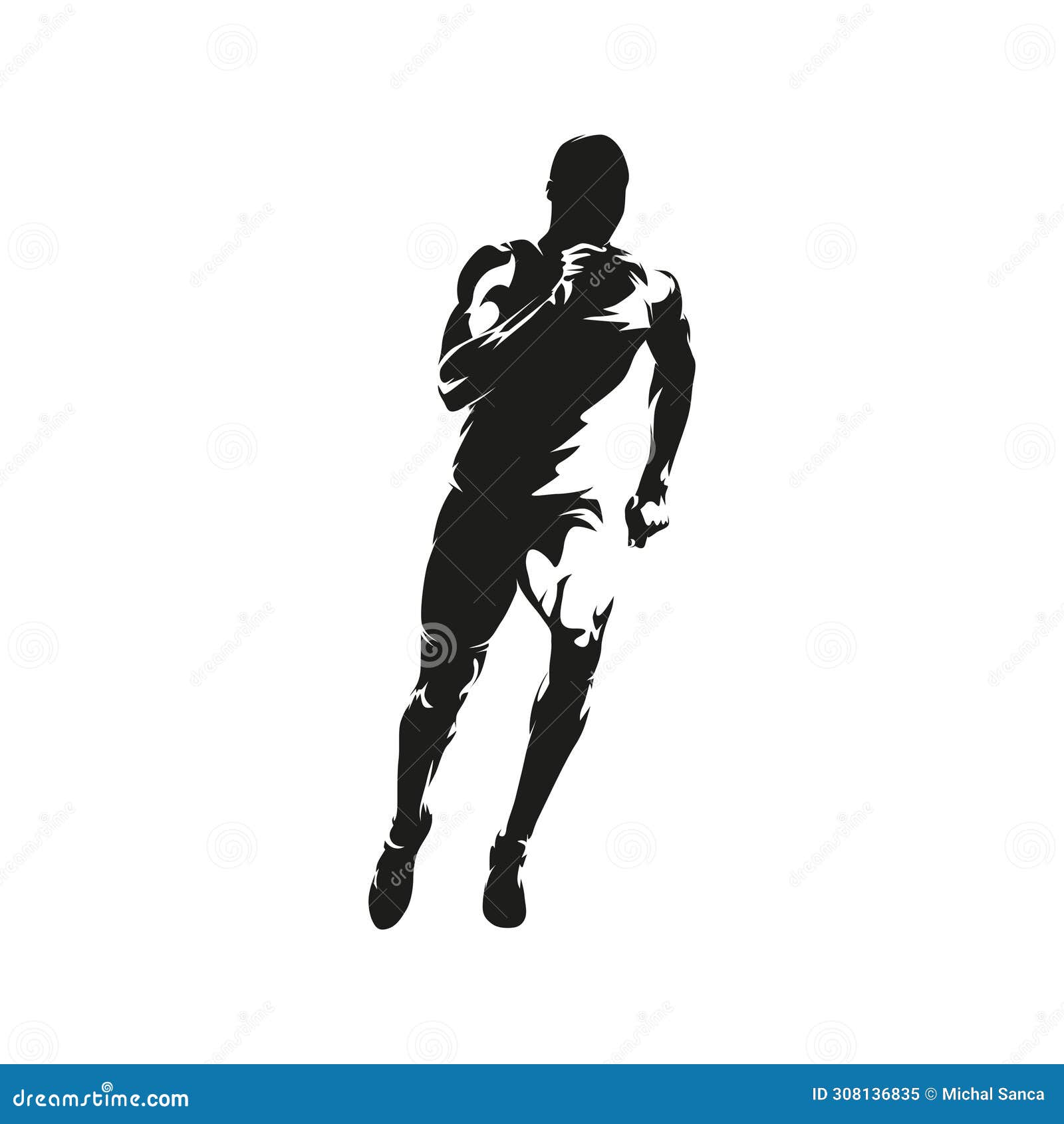 Run, Running Man Isolated Vector Silhouette, Front View Stock Vector ...